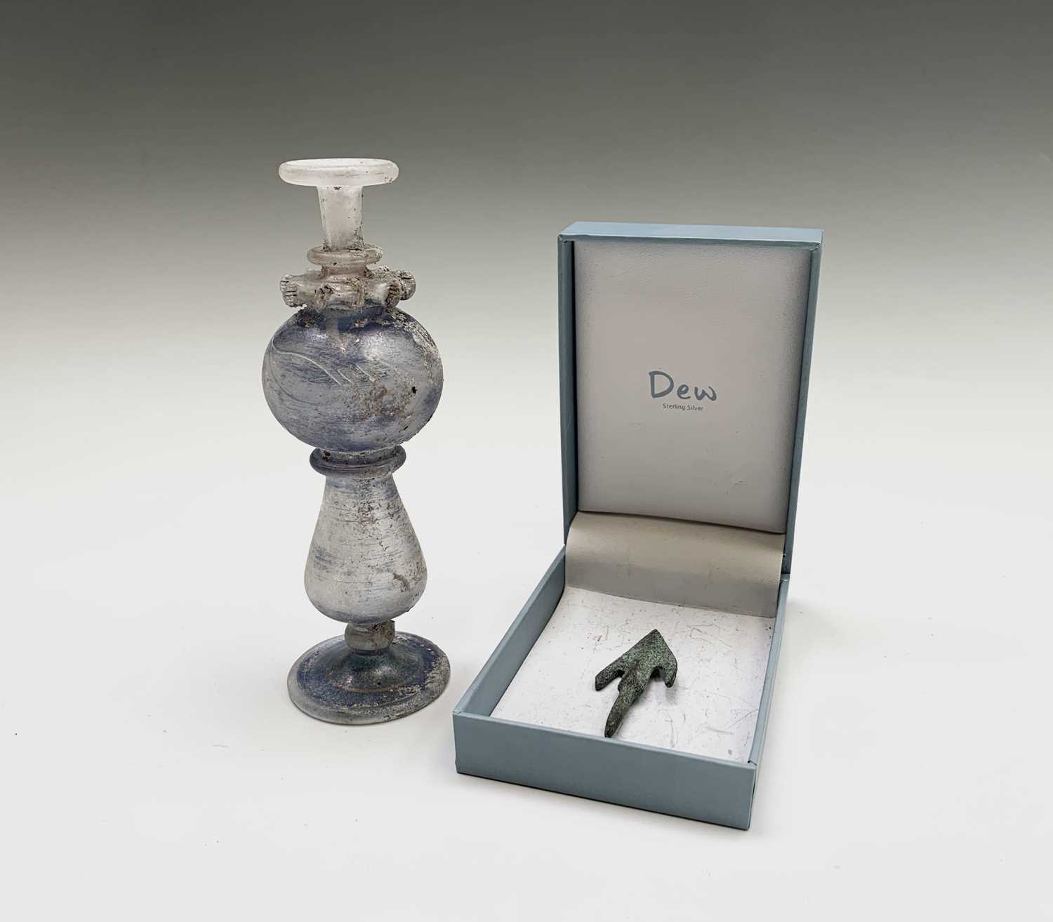 Lot 594 - A Roman iridescent glass vial, reputedly