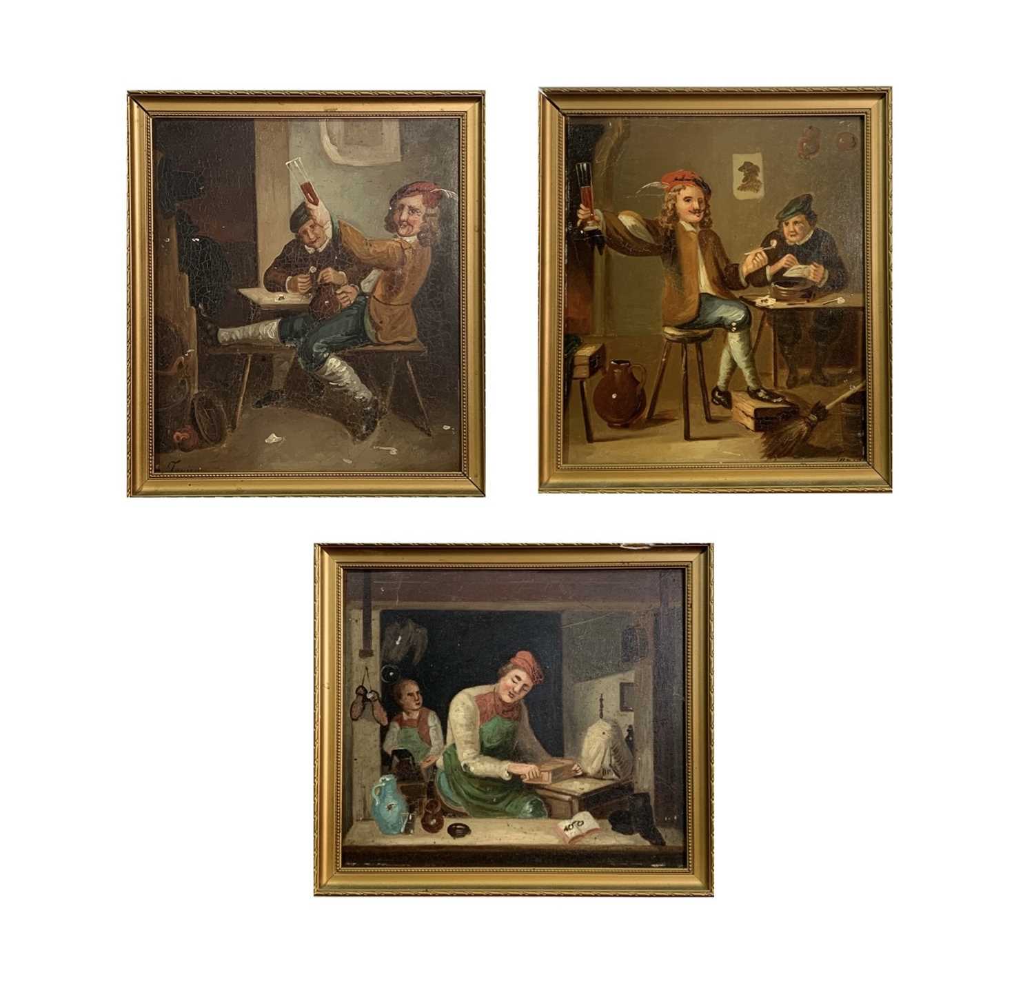 Lot 1164 - Tenniers Tavern Scenes A pair of oils on