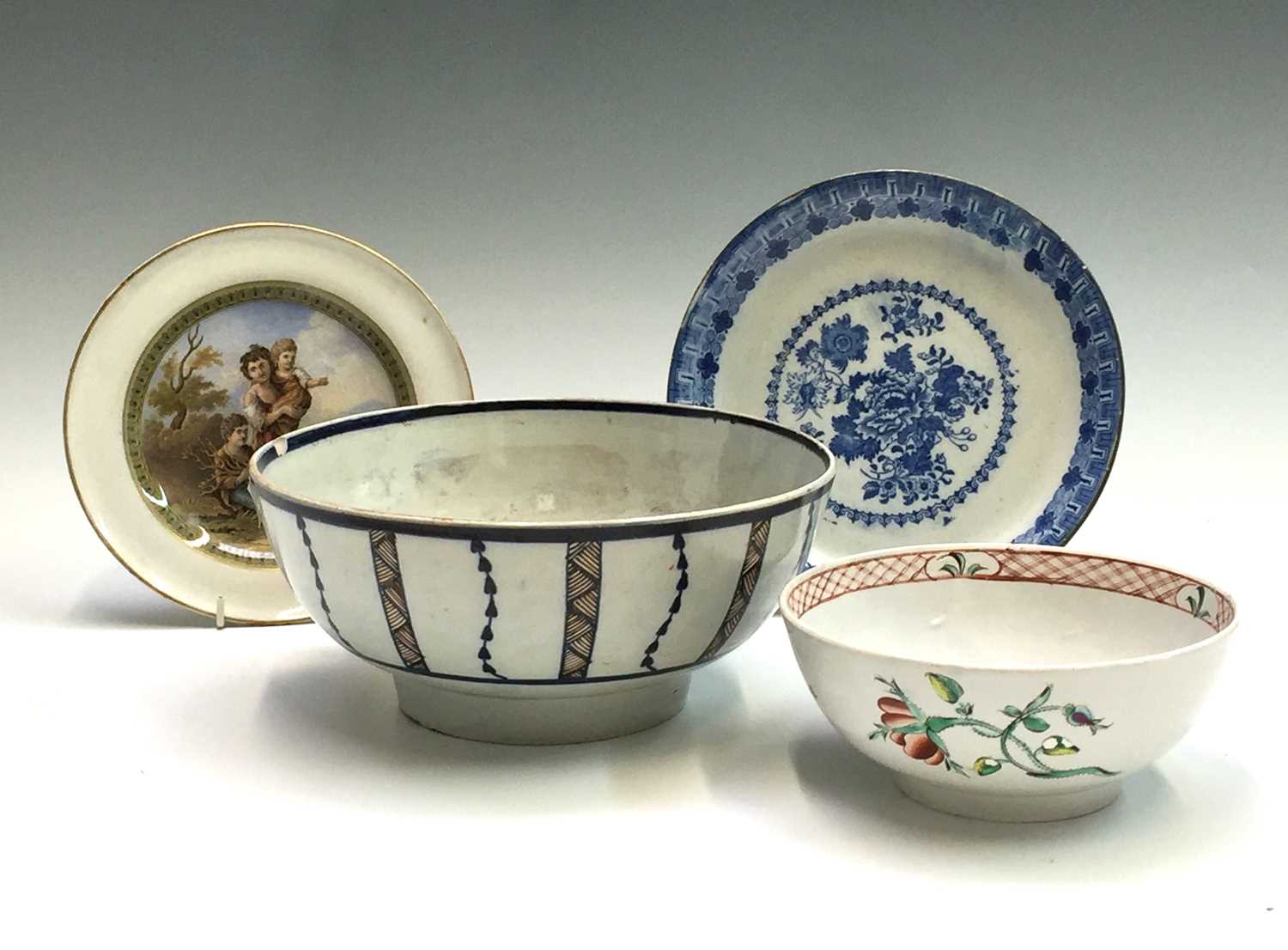 Lot 1135 - A pearlware slop bowl, circa 1820, painted