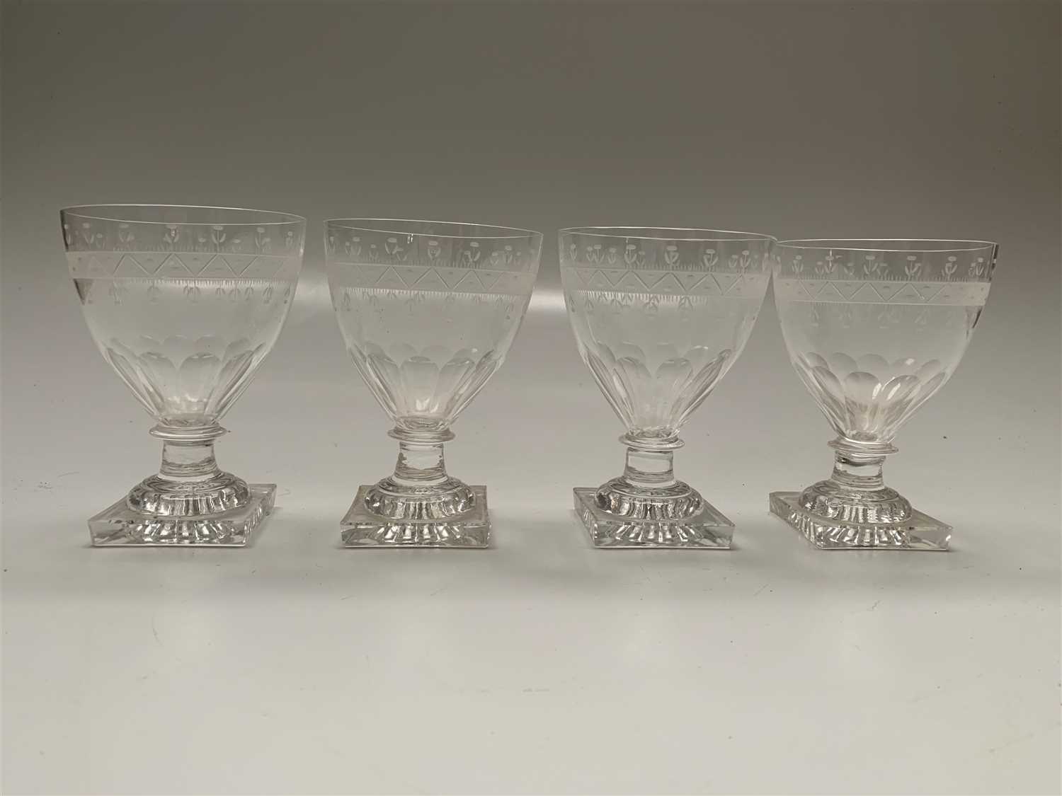 Lot 974 - Four Regency glass rummers, each with etched