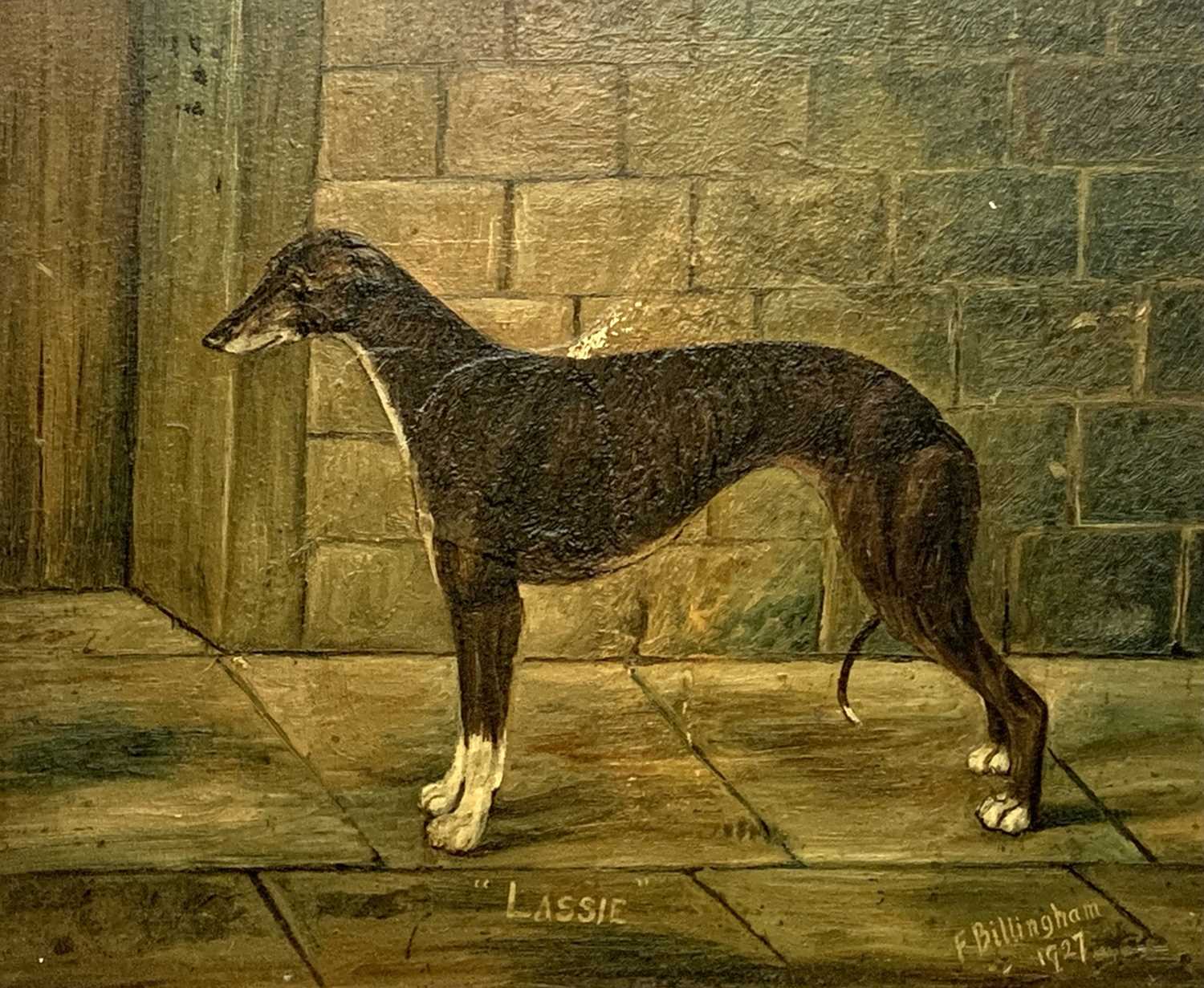 Lot 1185 - F BILLINGHAM Lassie Oil on board Signed and