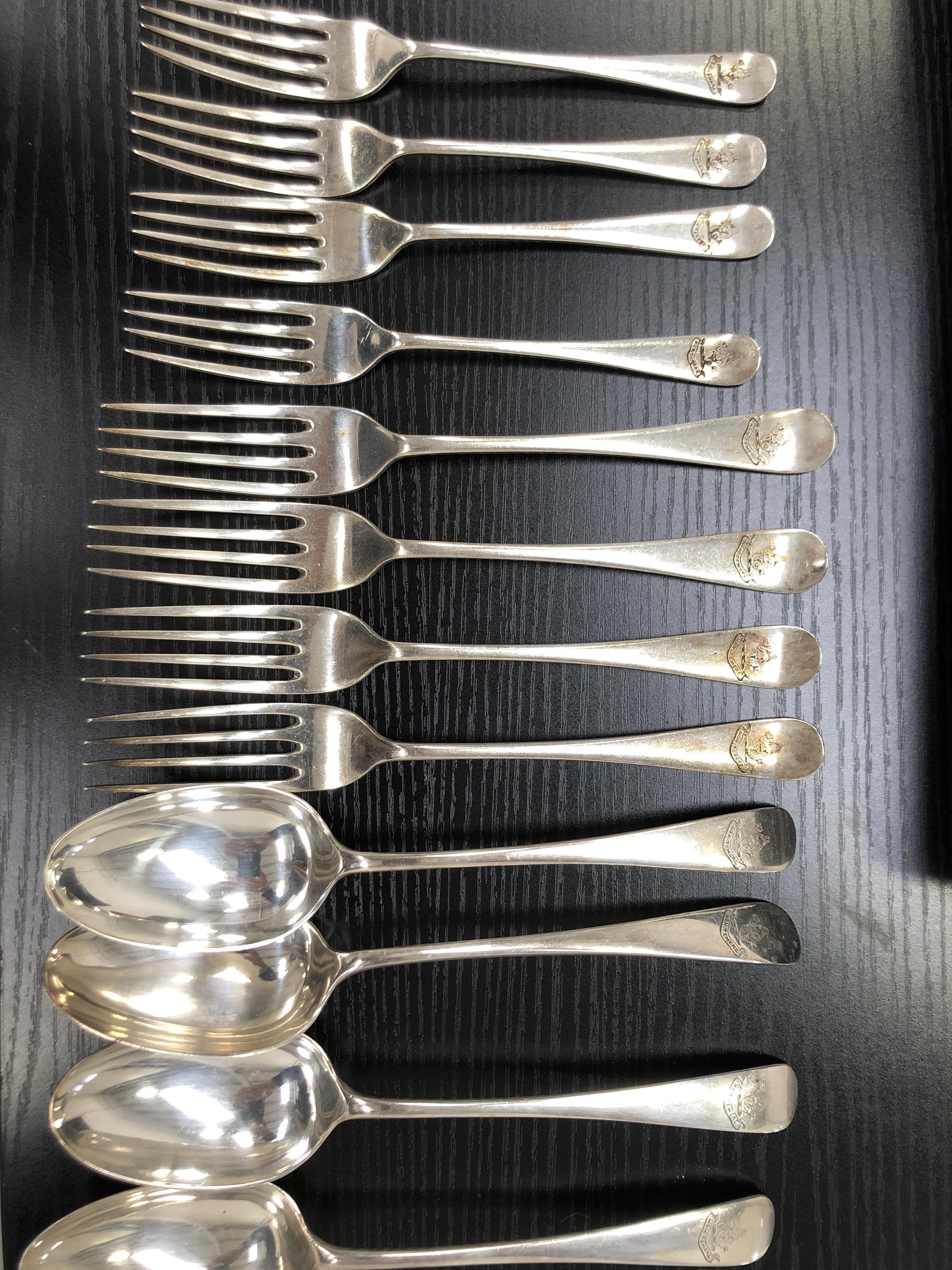 Lot 106 - E.P.N.S cutlery monogrammed with a mermaid