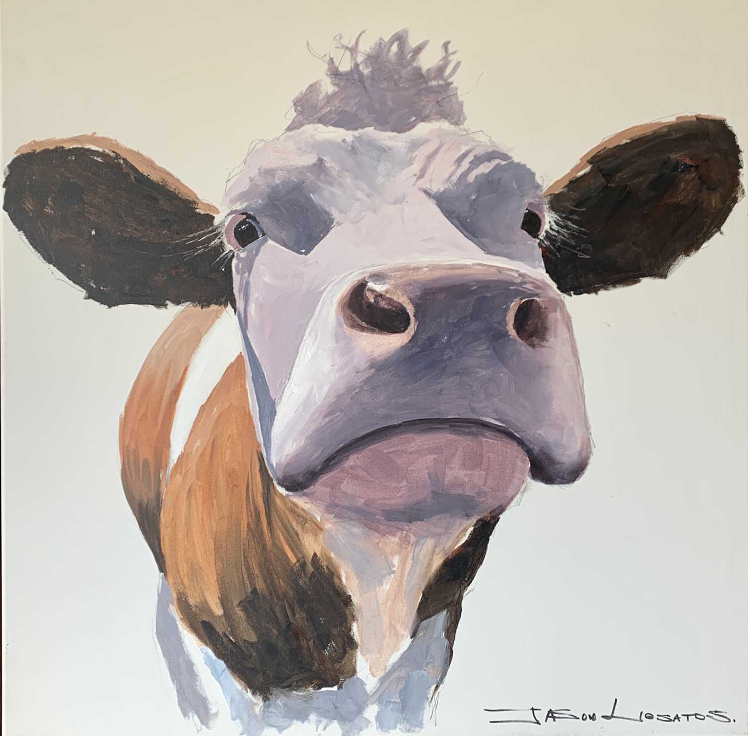 Lot 1124 - Jason LIOSATOS Cows Head Oil on canvas