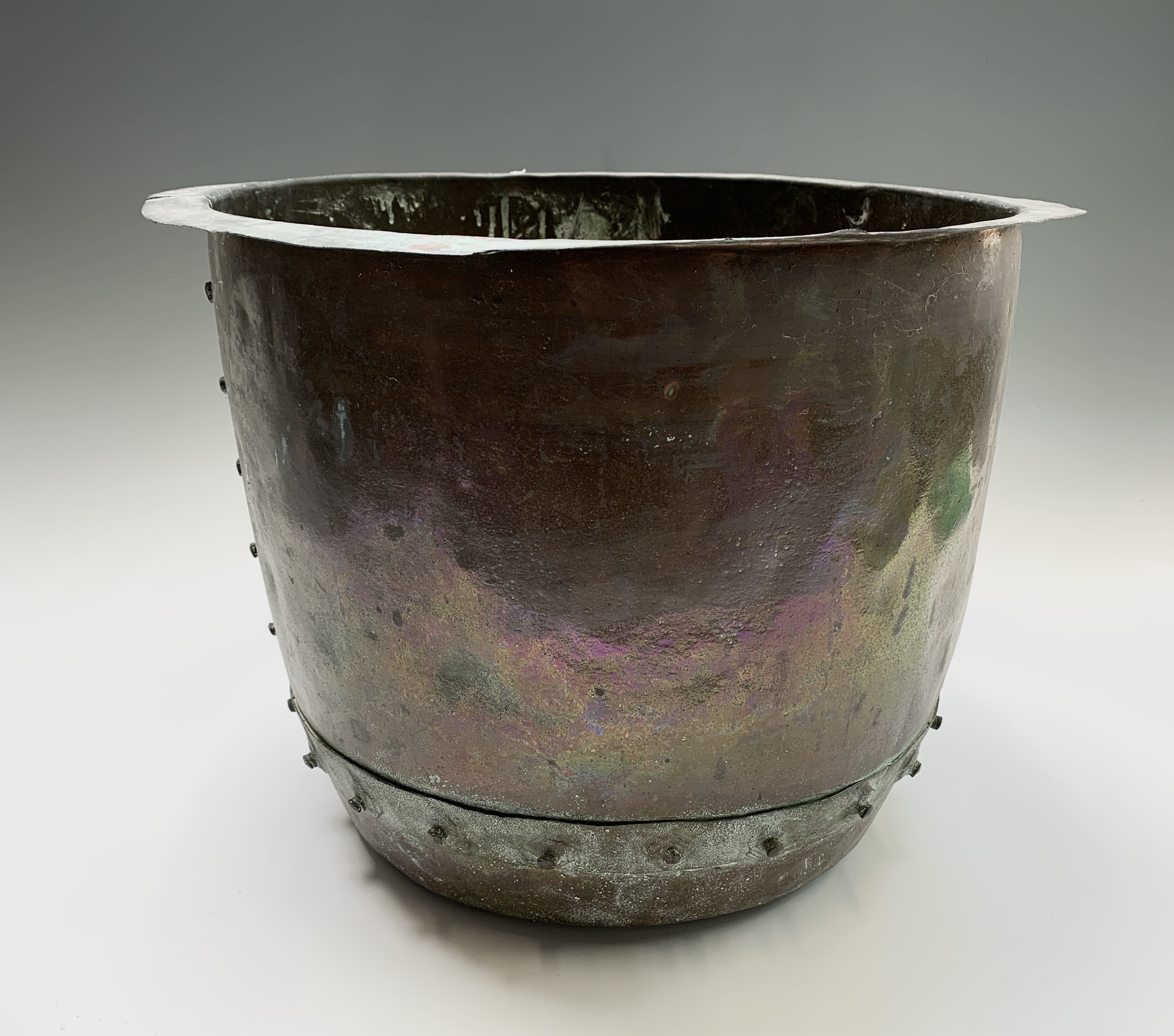 Lot 51 - A laundry copper, 19th century, of riveted