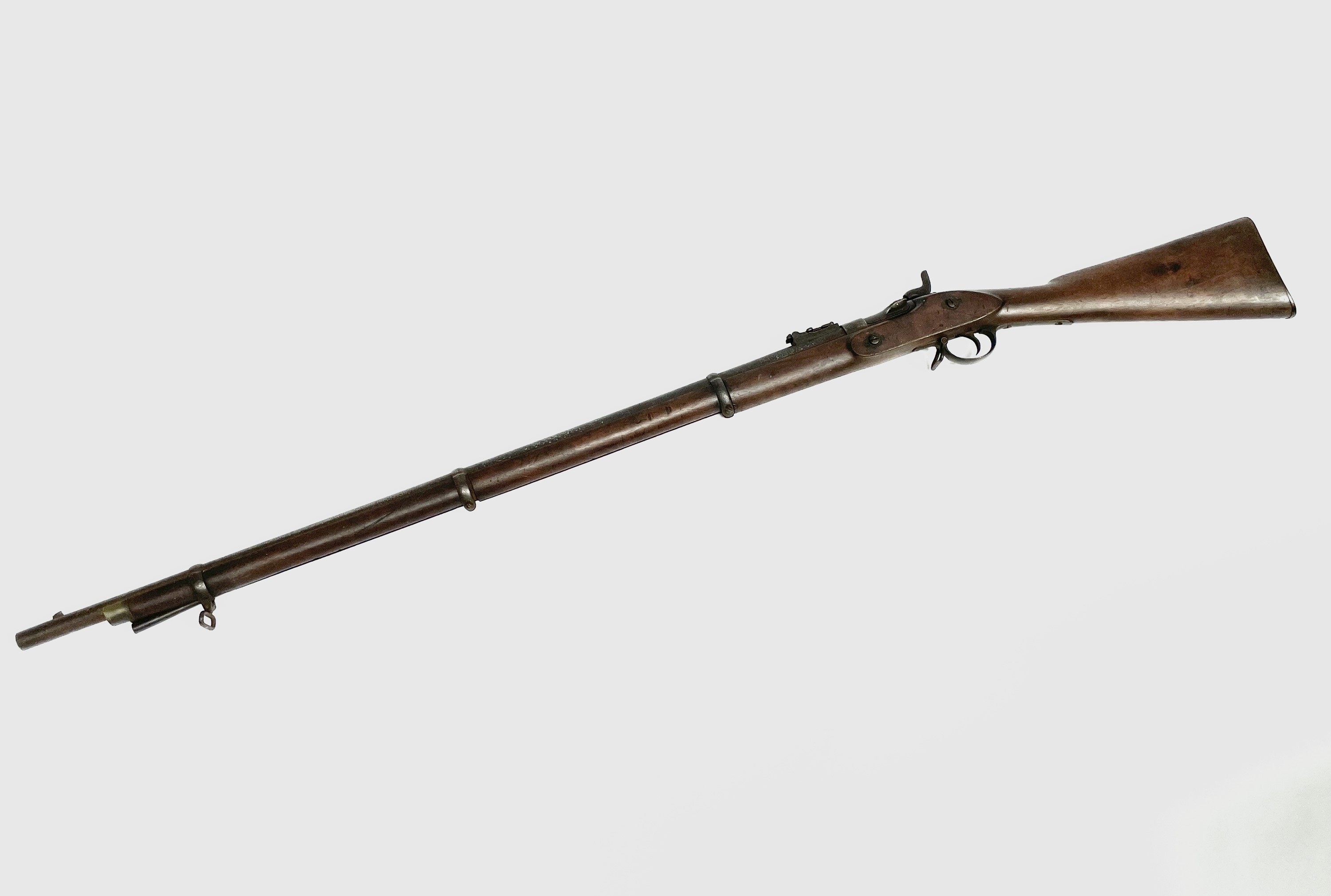 Lot 79 - A percussion three band breech loading musket,