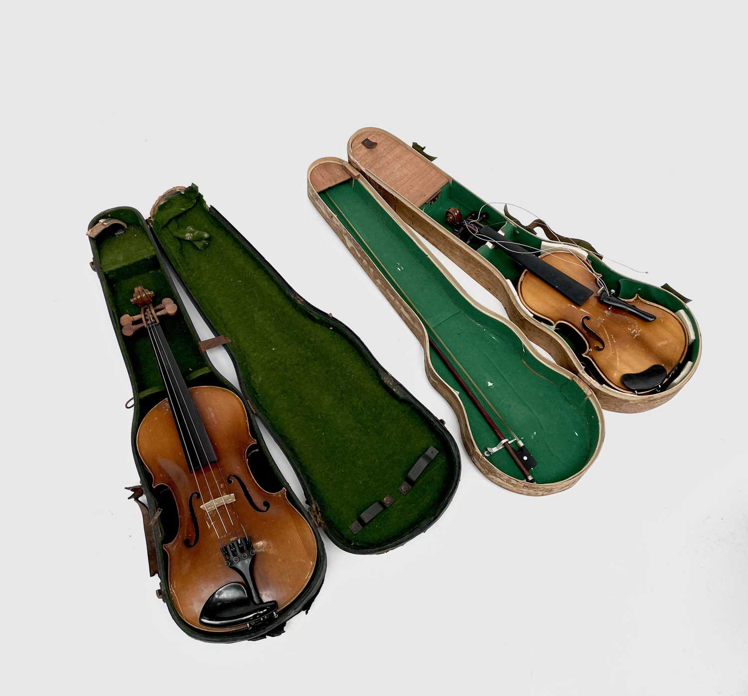 Lot 392 - A German violin, with two-piece back, cased,