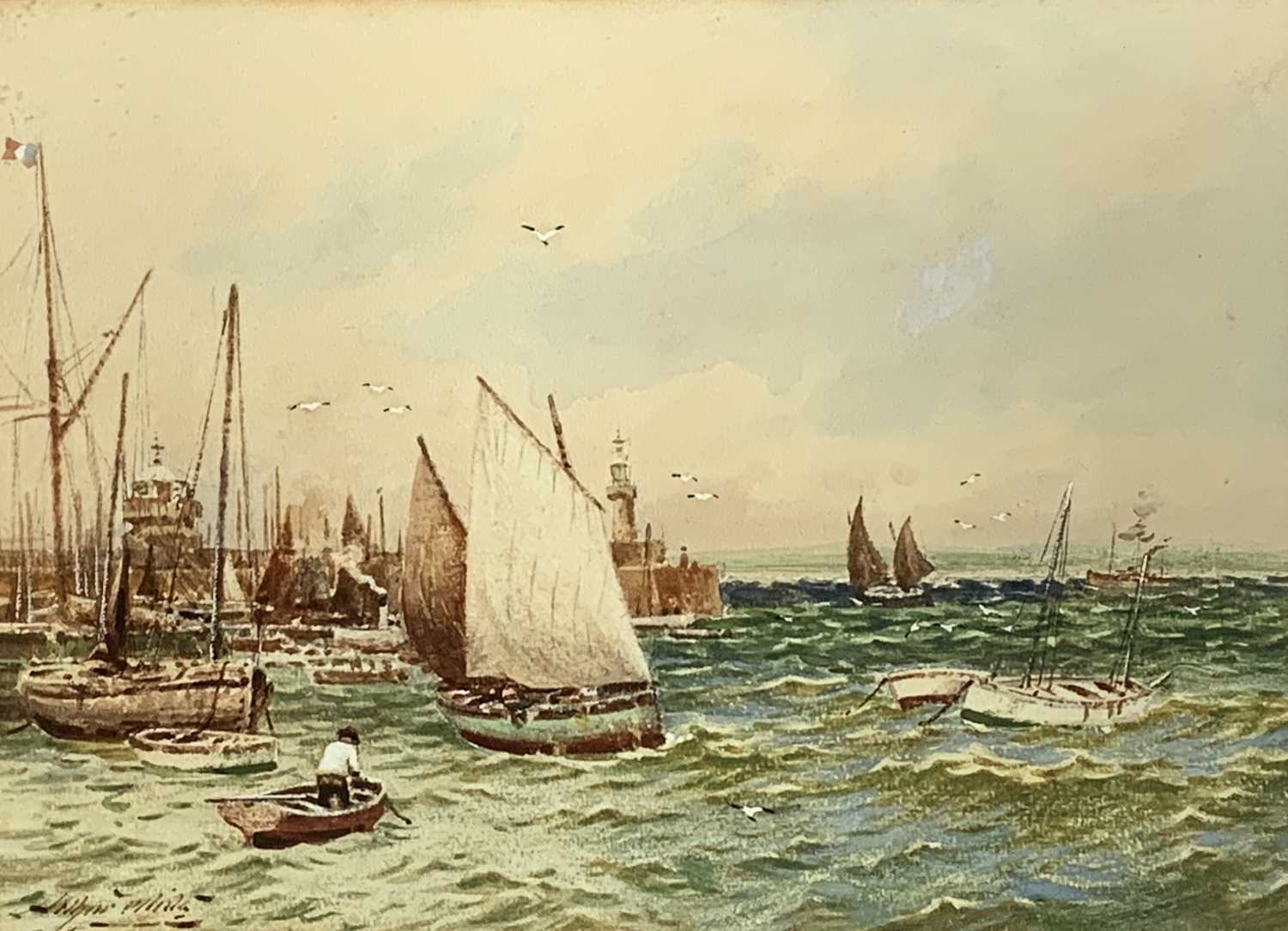 Lot 310 - Arthur WHITE (1865-1953) Luggers in St Ives