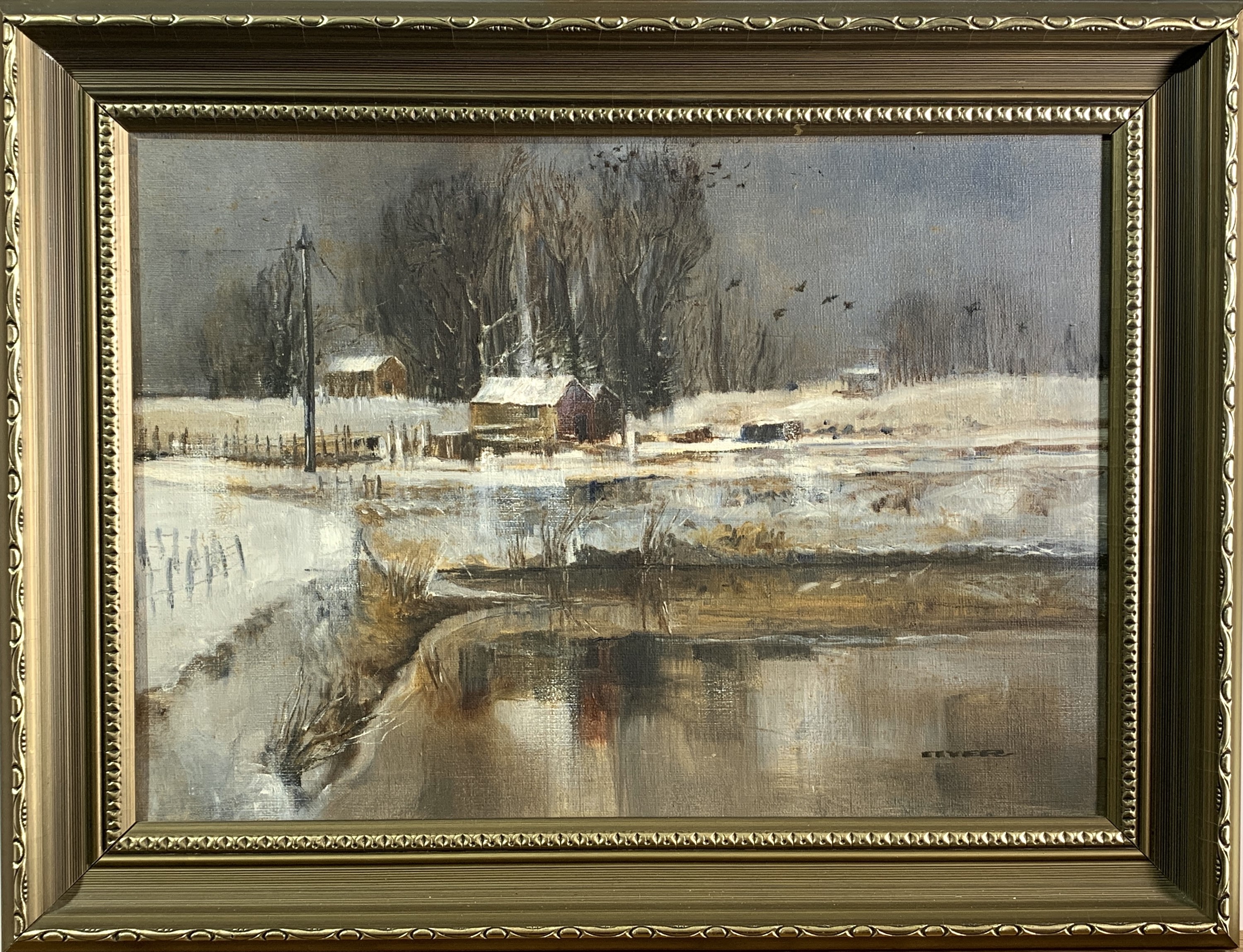 Lot 307 - Ted DYER (1940) A pair of rural snow scenes