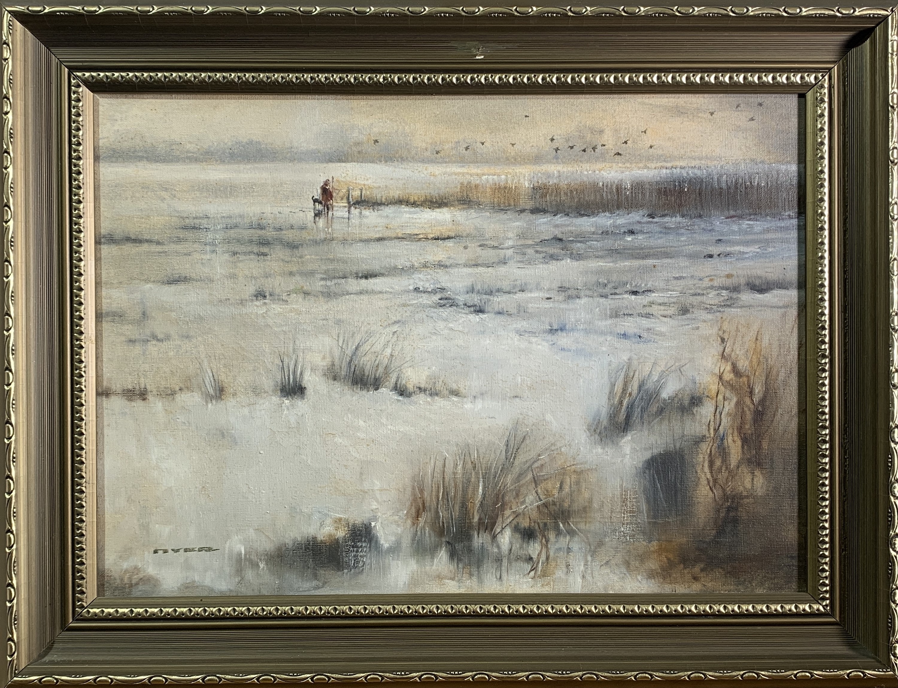 Lot 367 - Ted DYER (1940) A pair of rural snow scenes