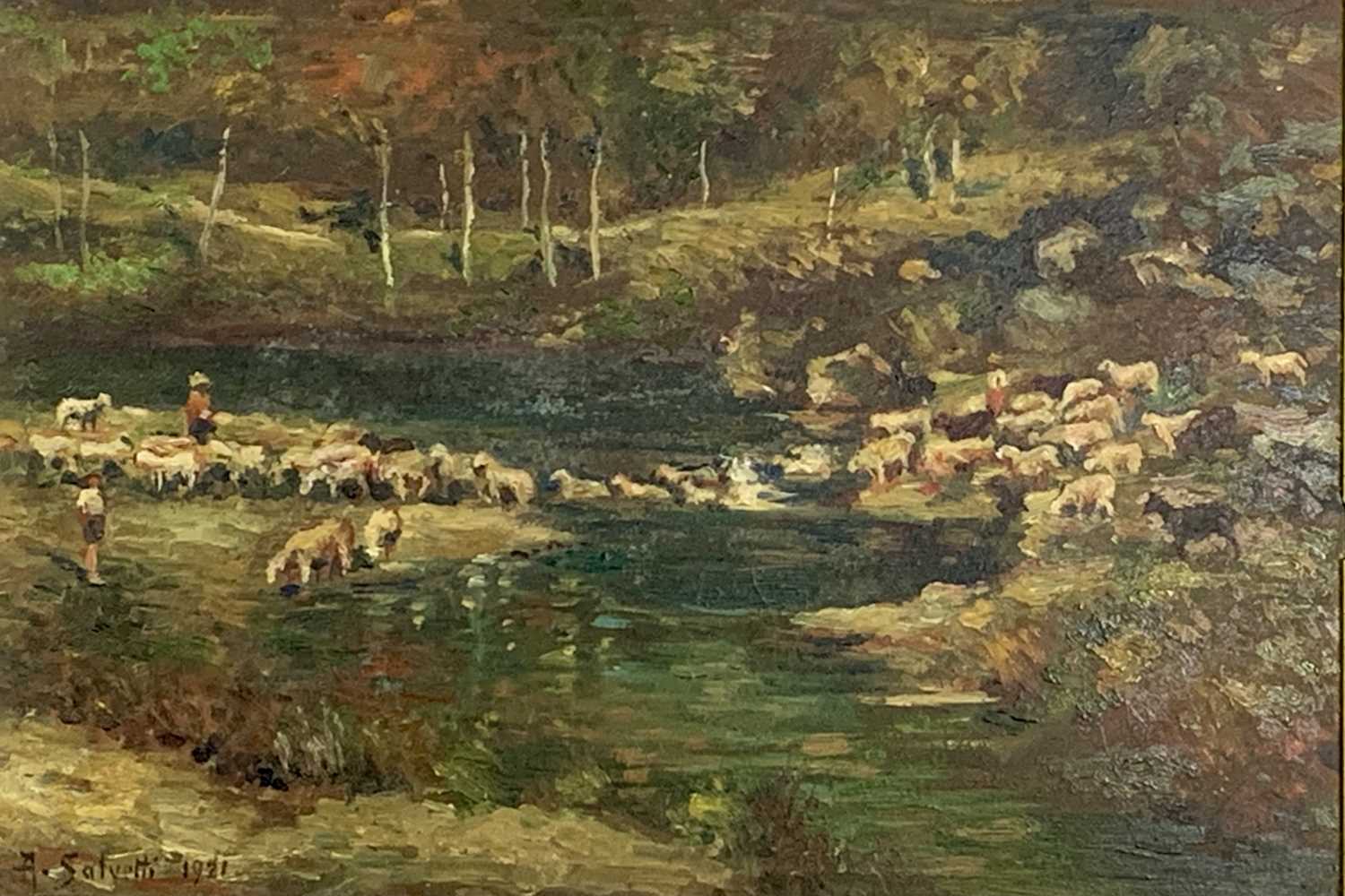 Lot 1260 - Antonio SALVETTI (1854-1931) Crossing the