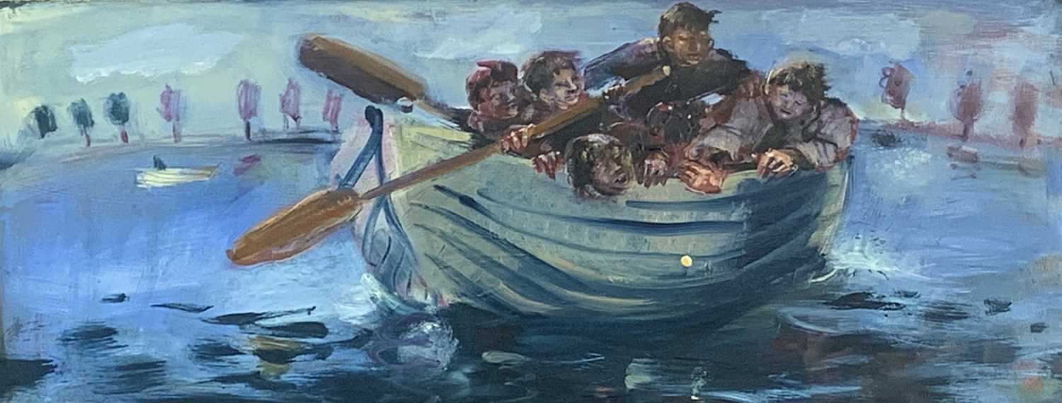 Lot 478 - Nicola BEALING (1963) Gold In The Sea Oil on