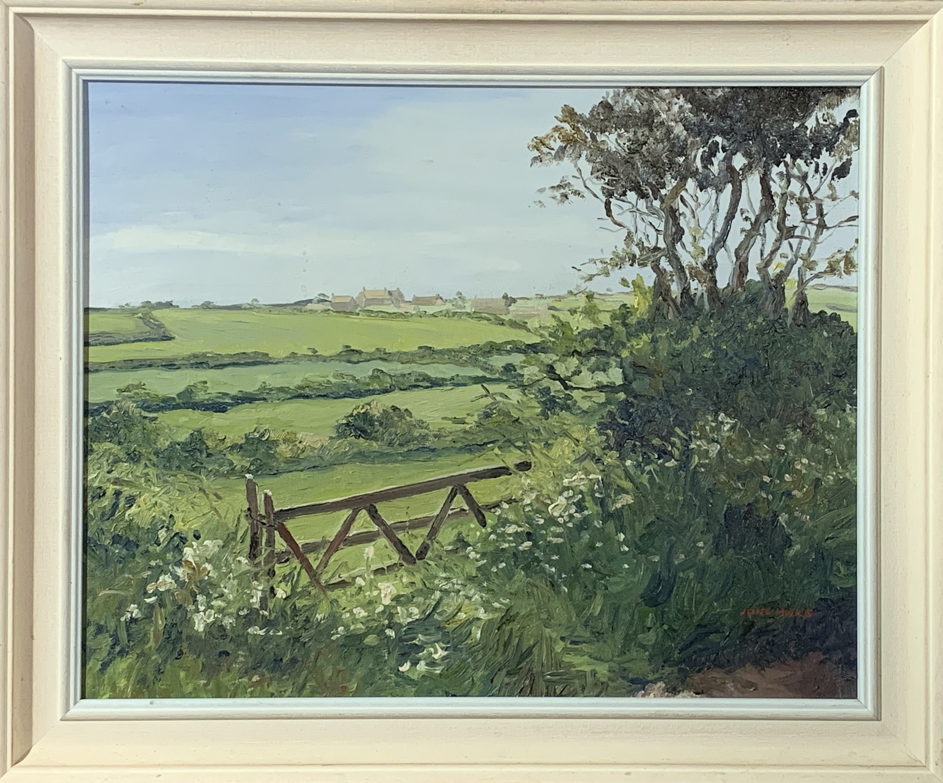 Lot 279 - June HICKS (1935) Farm Gate, Penwith Oil on