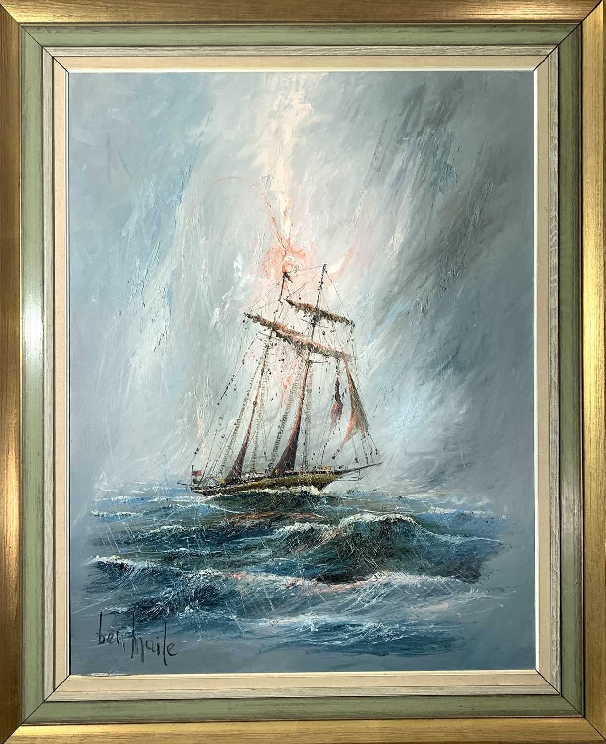 Lot 334 - Ben MAILE (1922 - 2017) Ship at sea Oil on