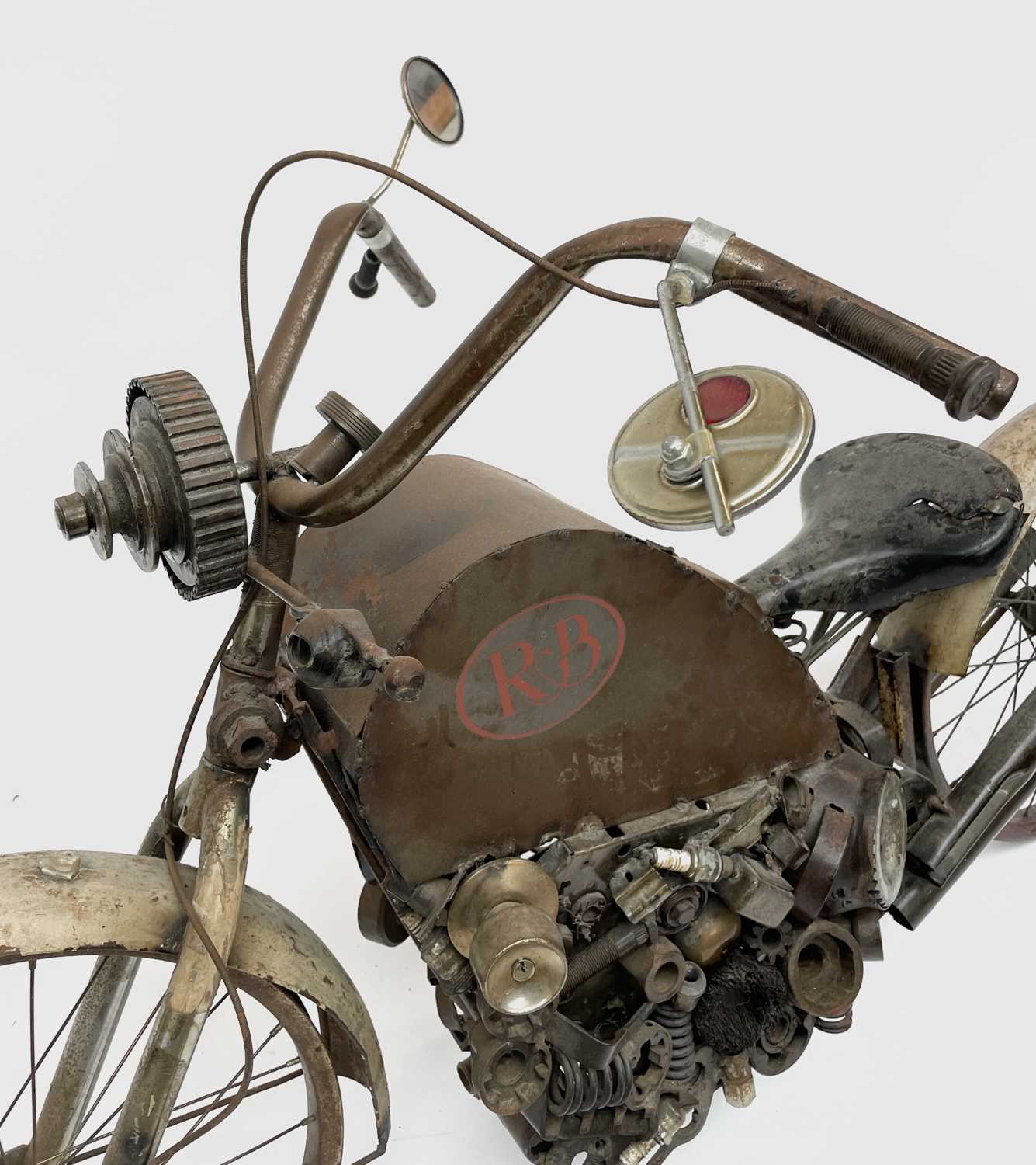 Lot 162 - A scrap metal model of a motorcycle, welded