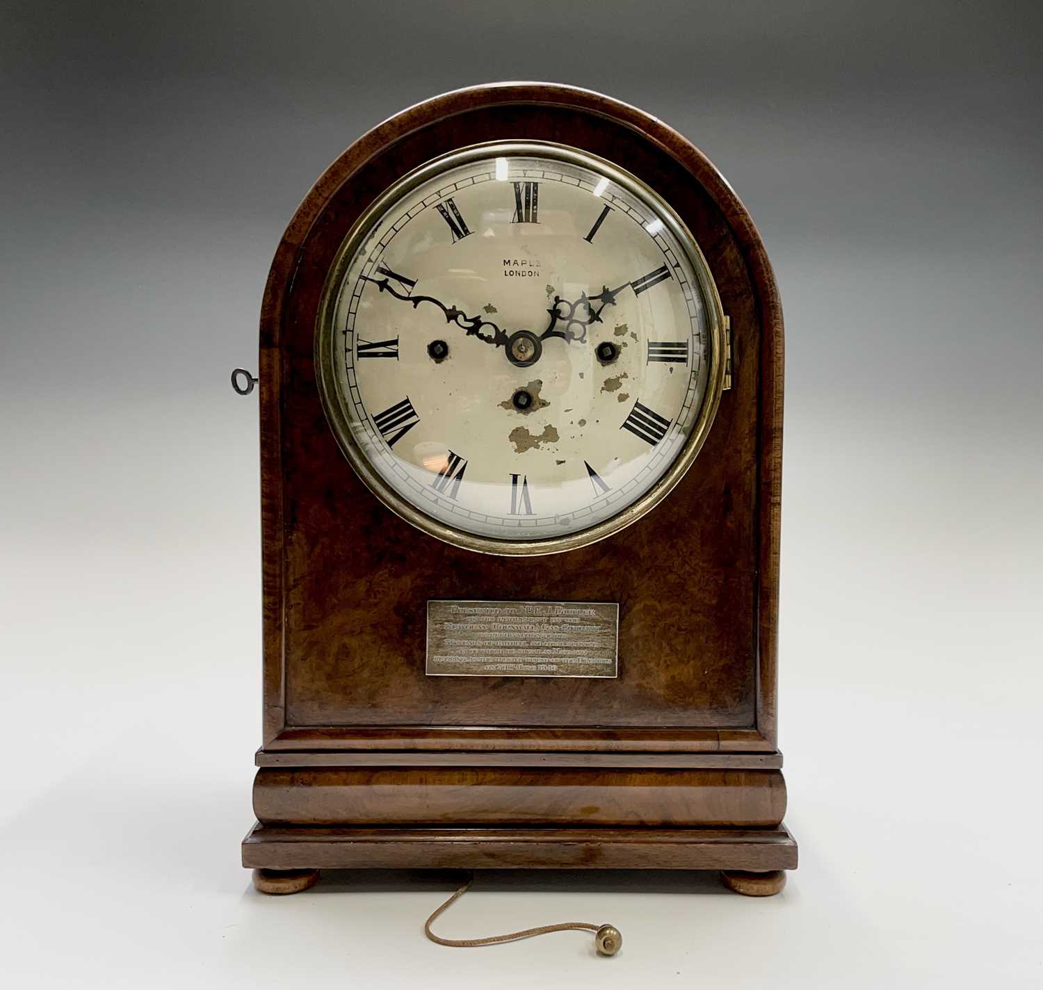 Lot 2925 - A burr walnut triple train bracket clock,