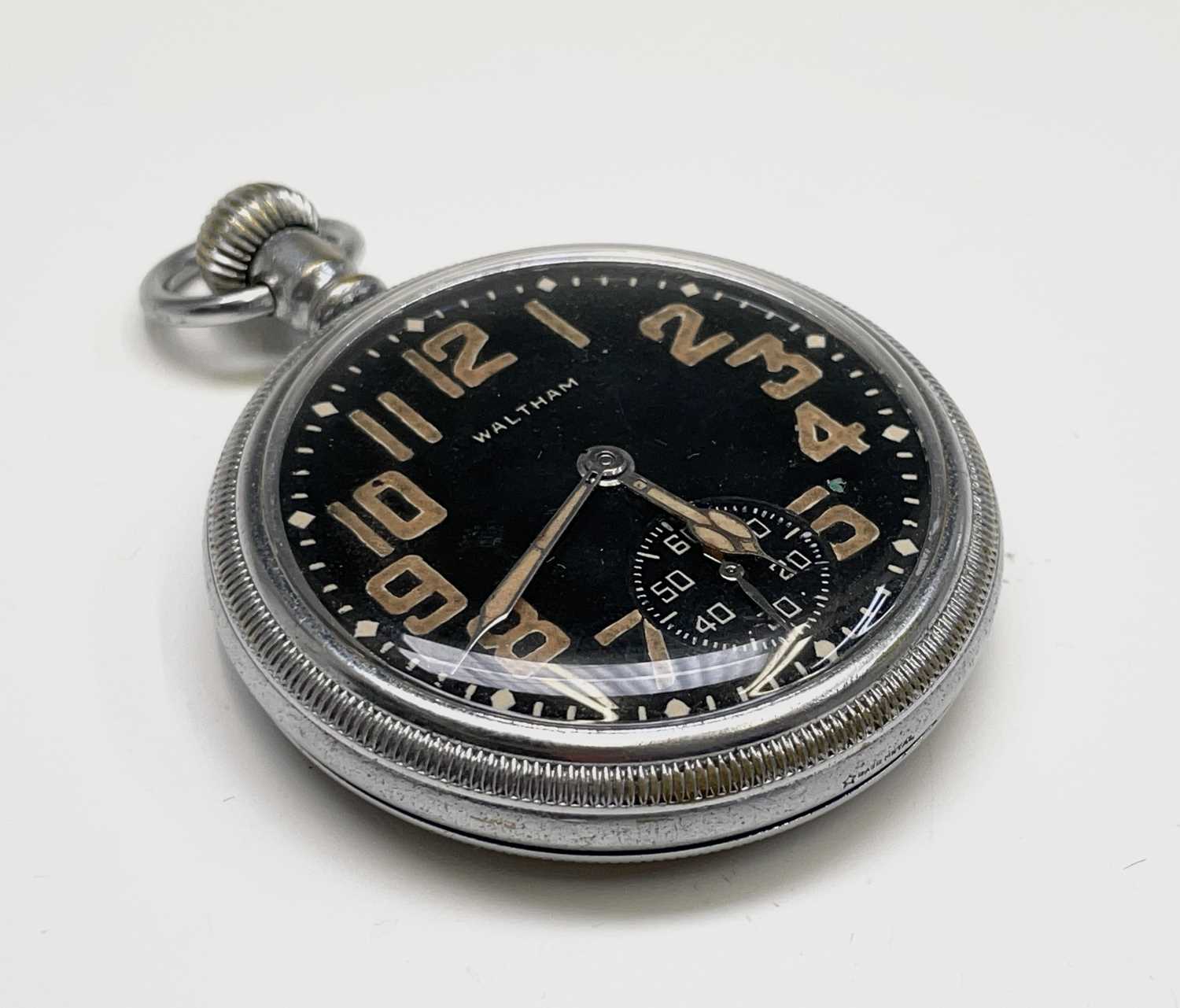 Lot 217 - A Waltham military pocket watch with black