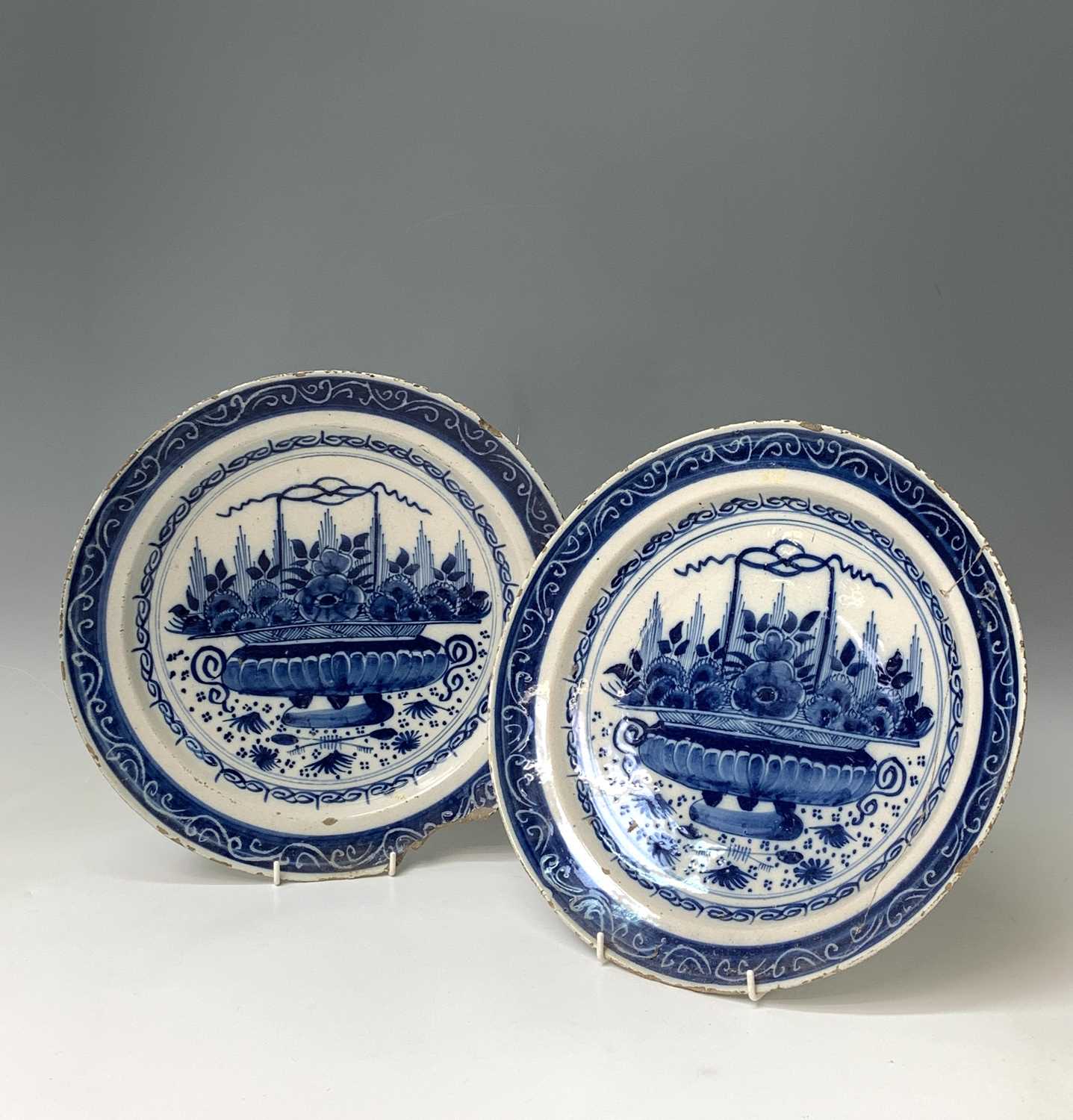 Lot 233 - A pair of Dutch Delft blue and white plates,