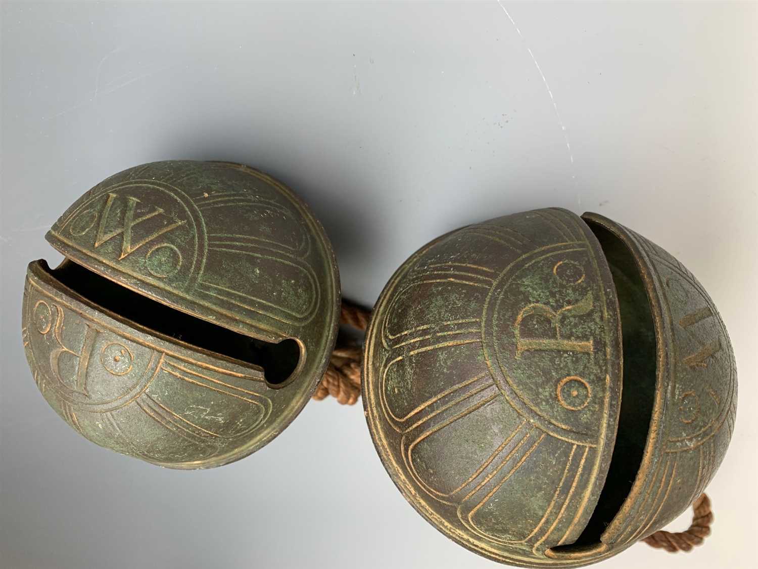 Lot 195 - Two 18th century cast bronze crotal bells by