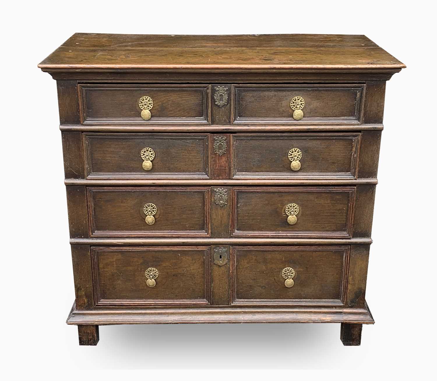 Lot 121 - An oak chest of drawers, circa 1700, with