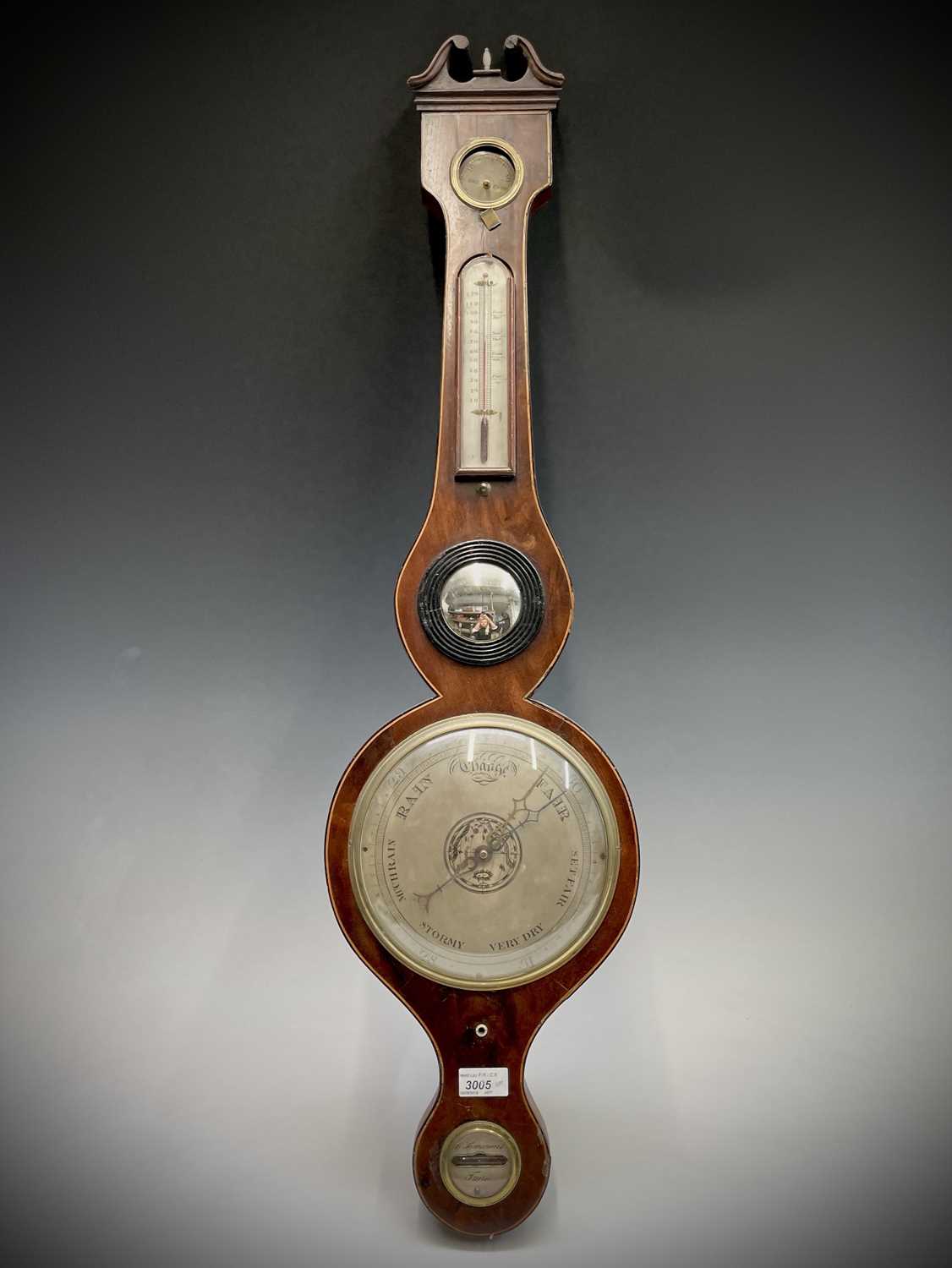 Lot 2906 - A George III mahogany wheel barometer,