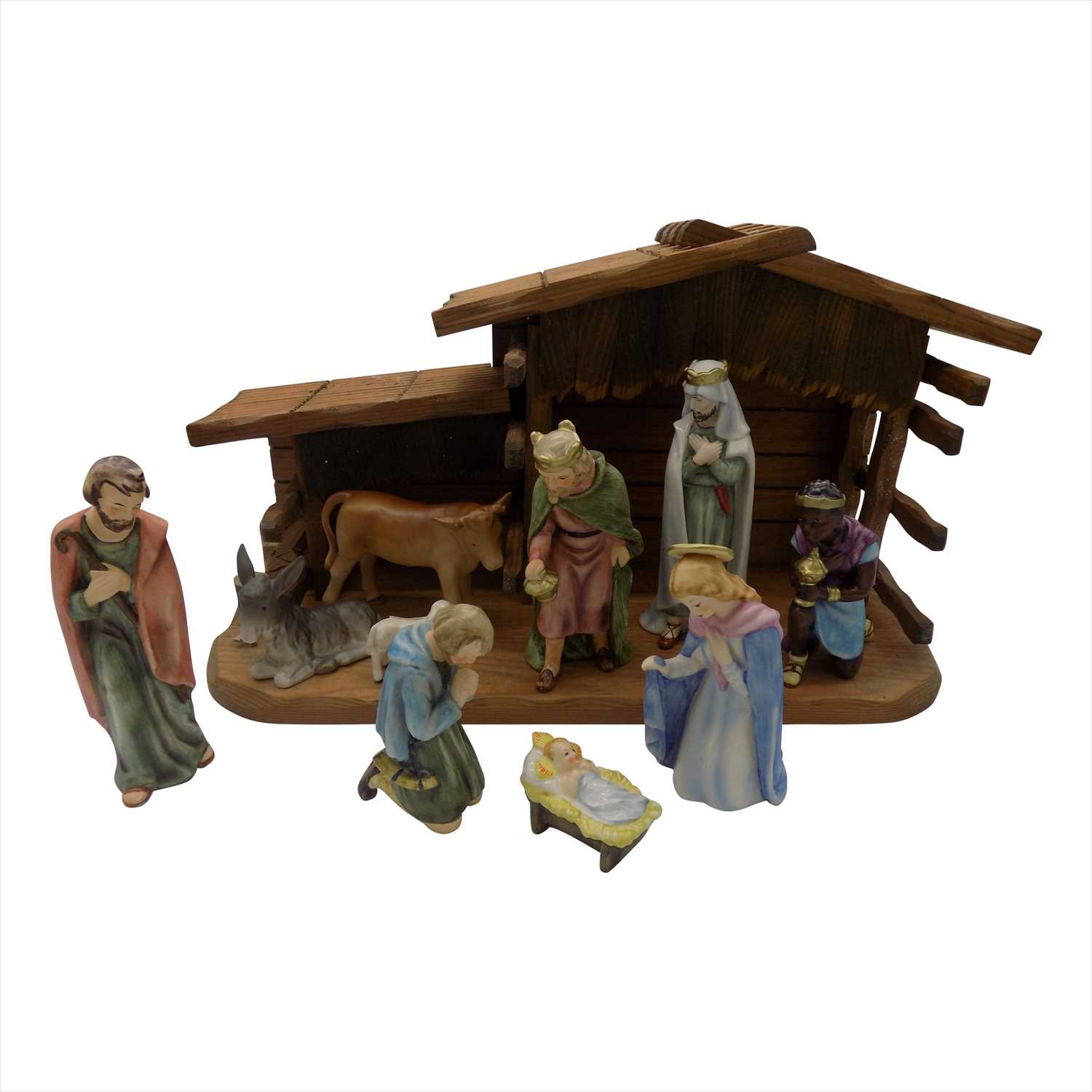 Lot 1334 - A collection of ten Goebel nativity figures,