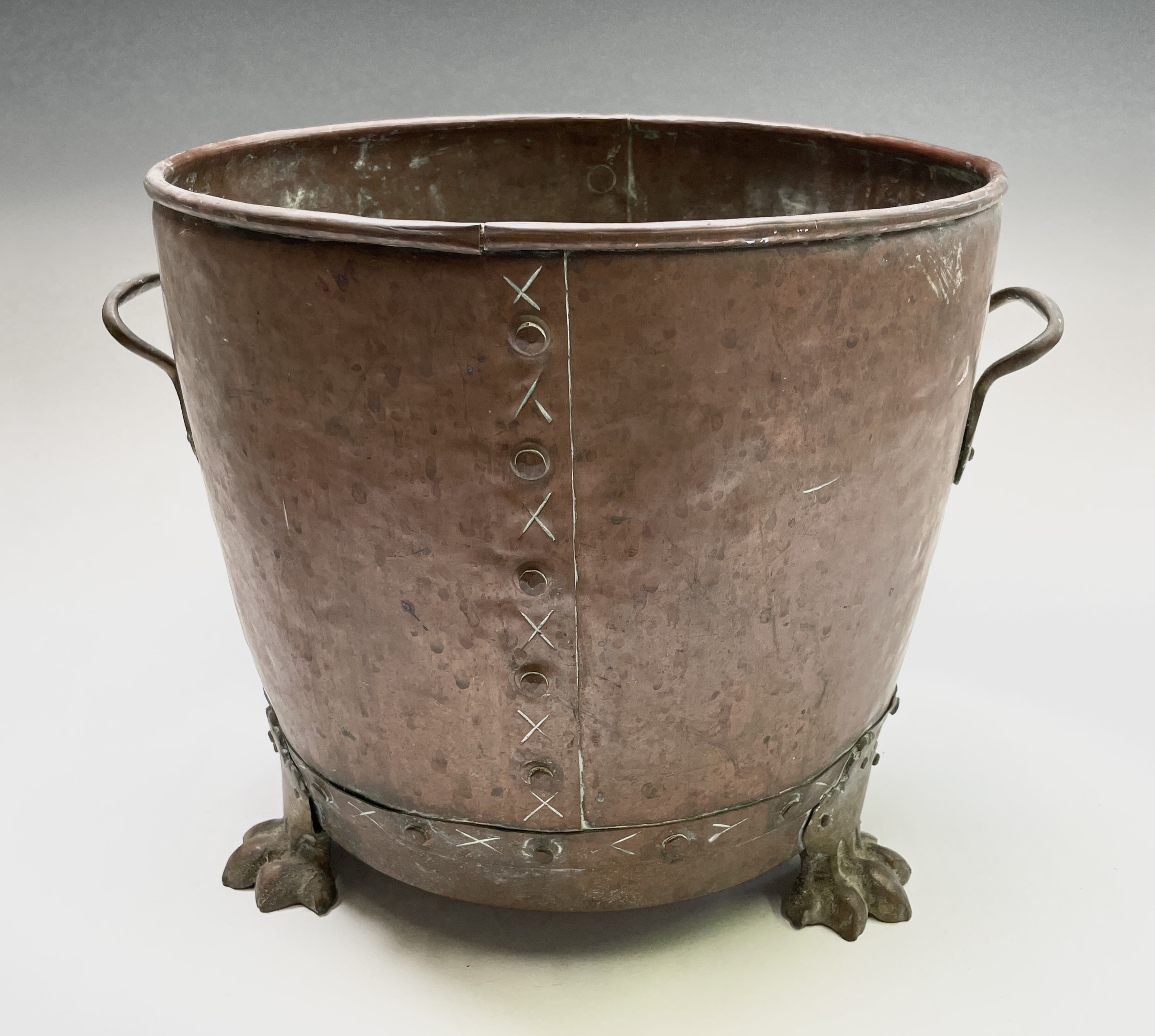 Lot 242 - A copper log bin, circa 1920, with twin