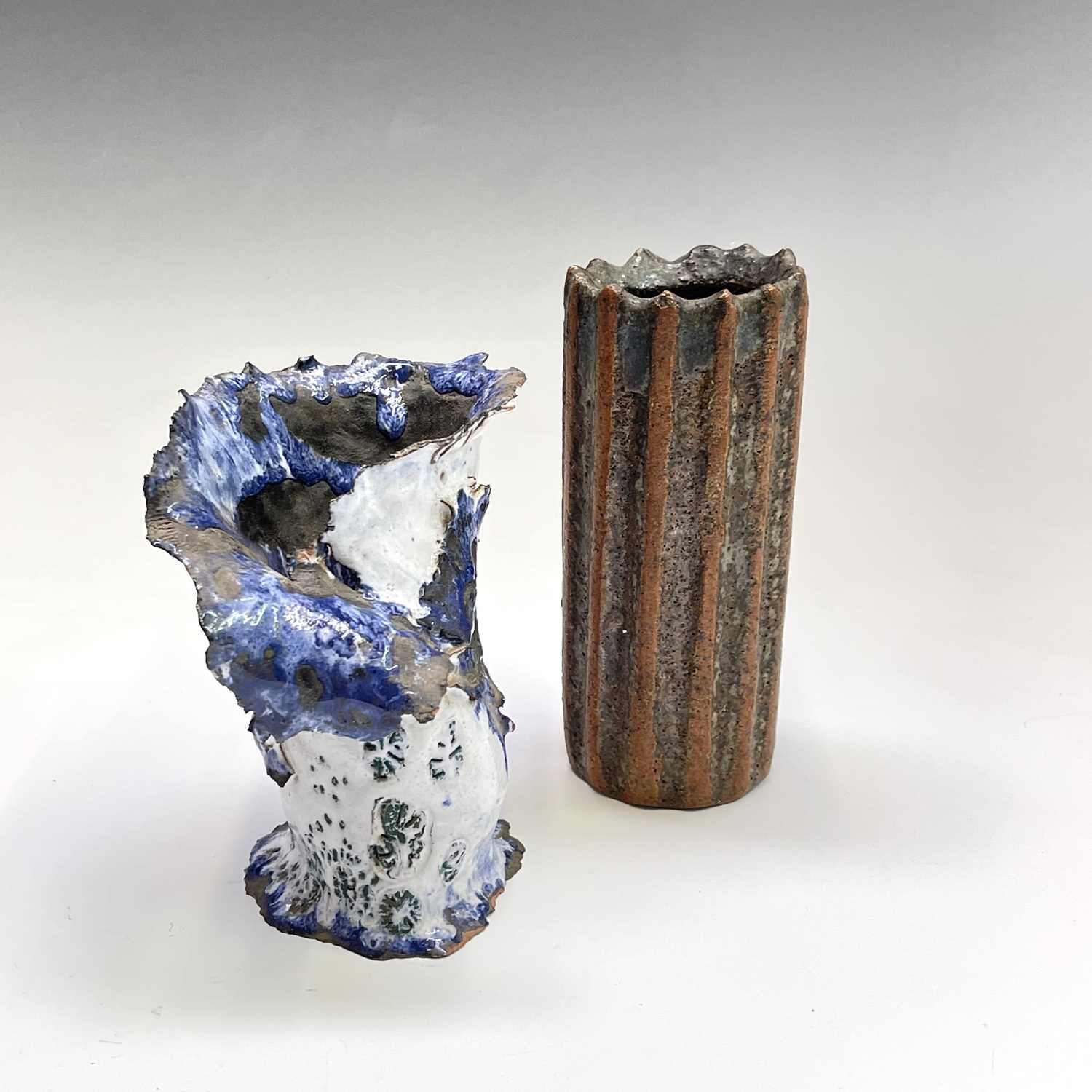 Lot 975 - An Alan Wallwork textured cylindrical vase,