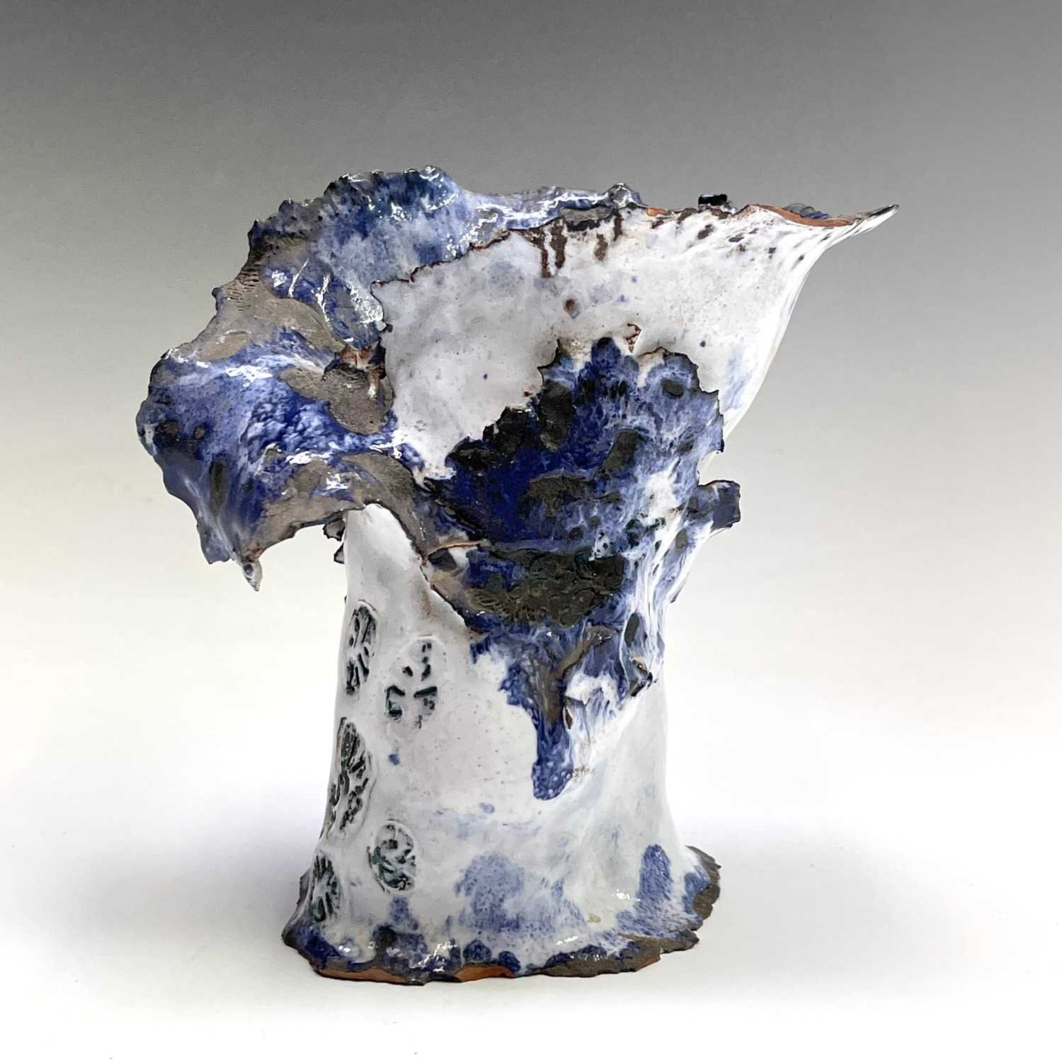 Lot 975 - An Alan Wallwork textured cylindrical vase,