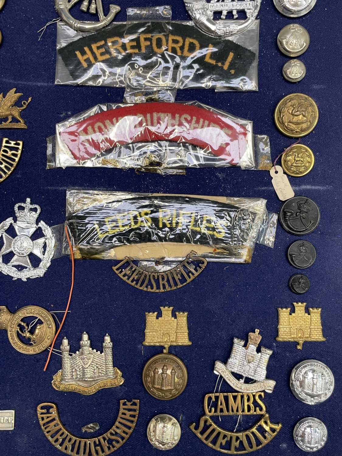 Lot 195 - Territorial Army County Regiments. A display