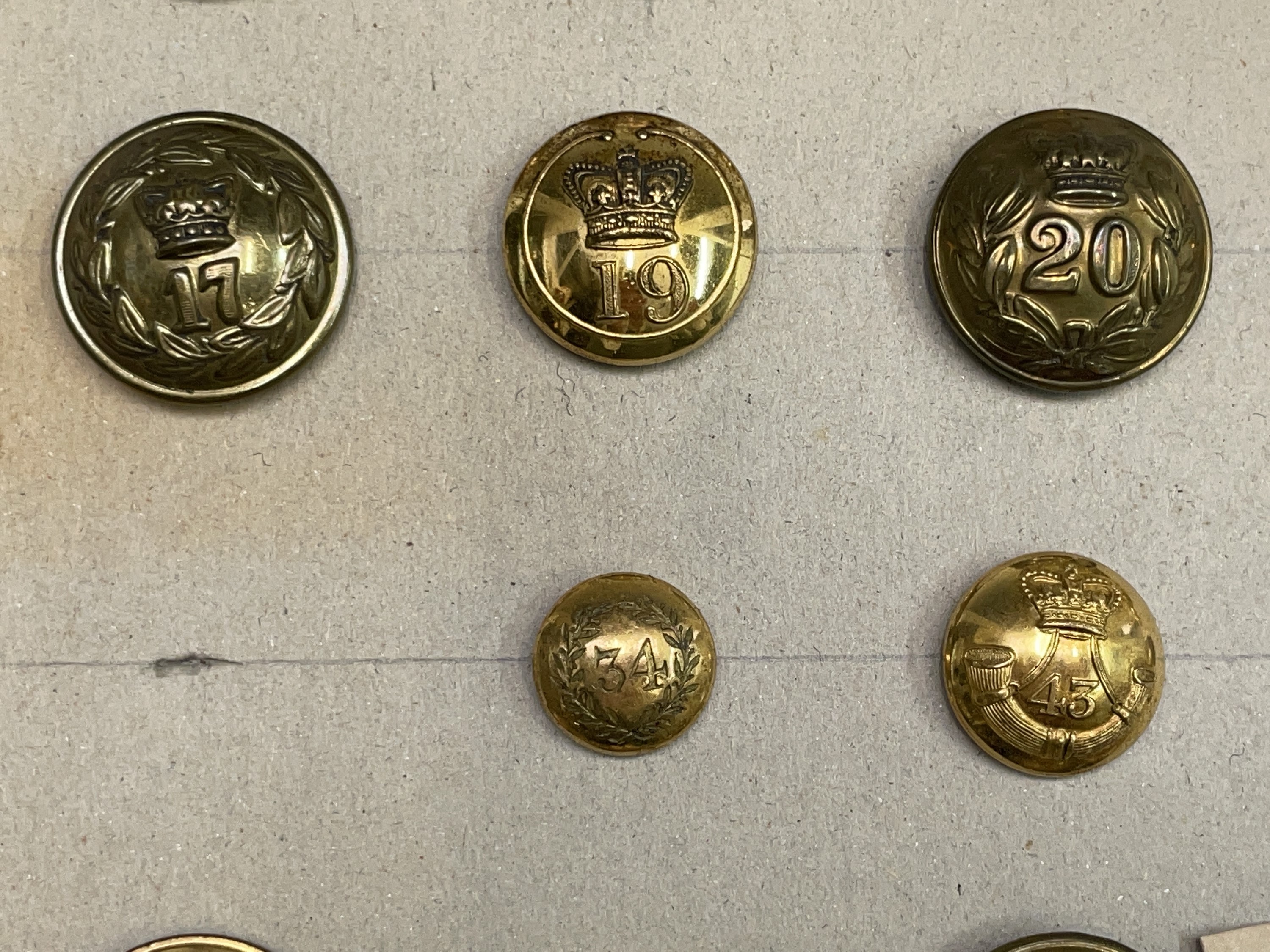 Lot 245 - Numbered U.K. 19th Century Regiment Buttons.