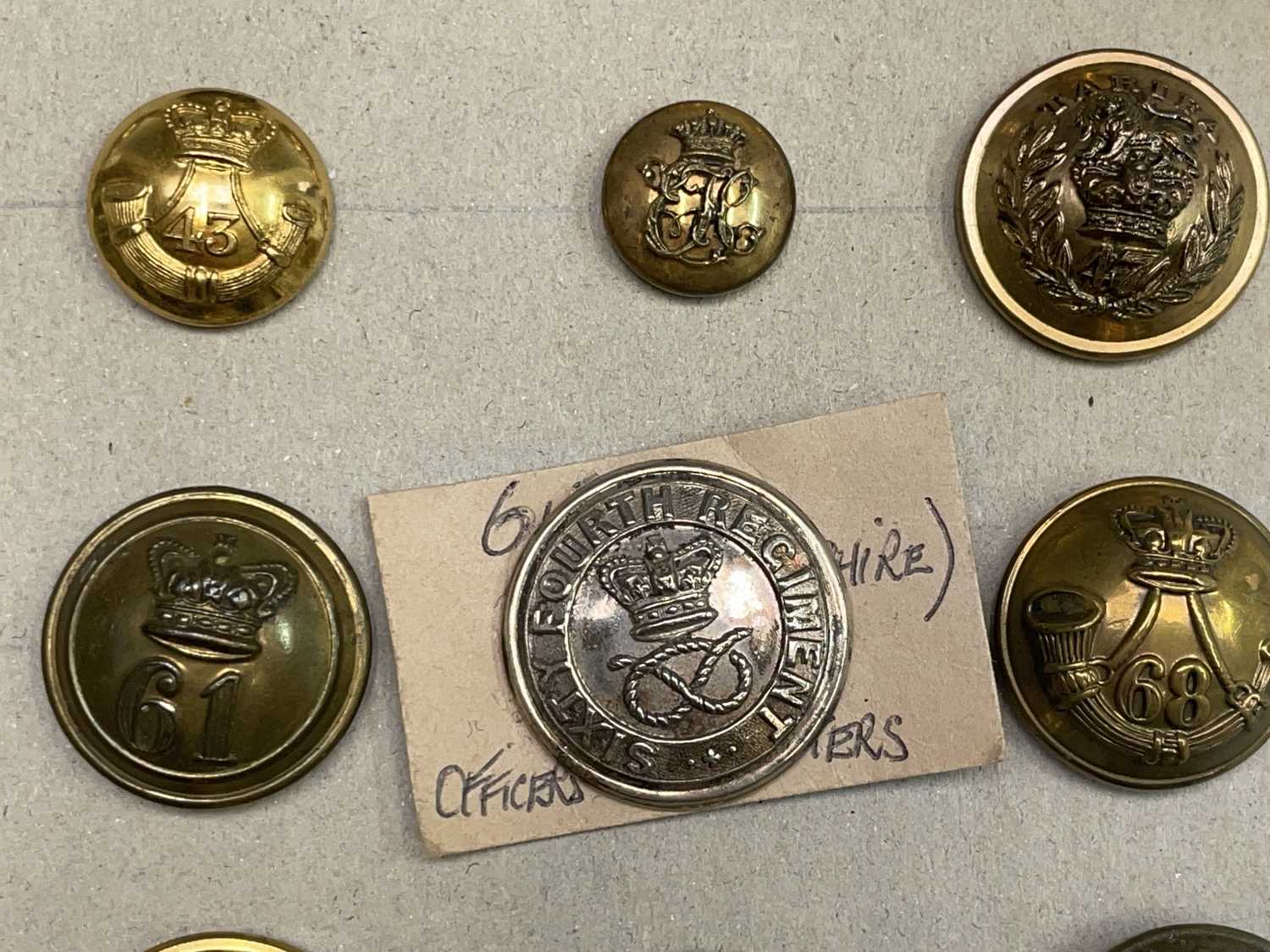 Lot 245 - Numbered U.K. 19th Century Regiment Buttons.