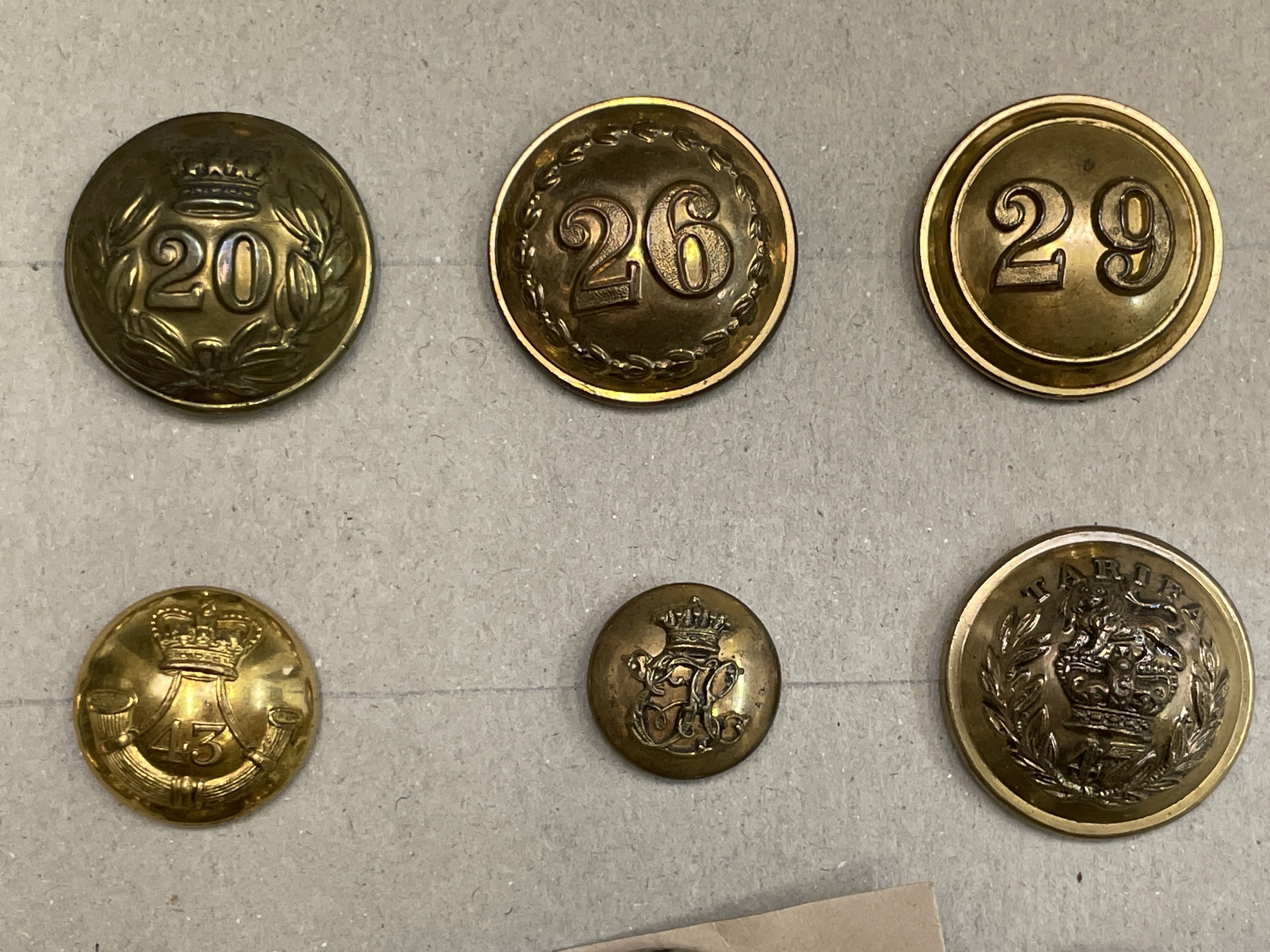 Lot 245 - Numbered U.K. 19th Century Regiment Buttons.