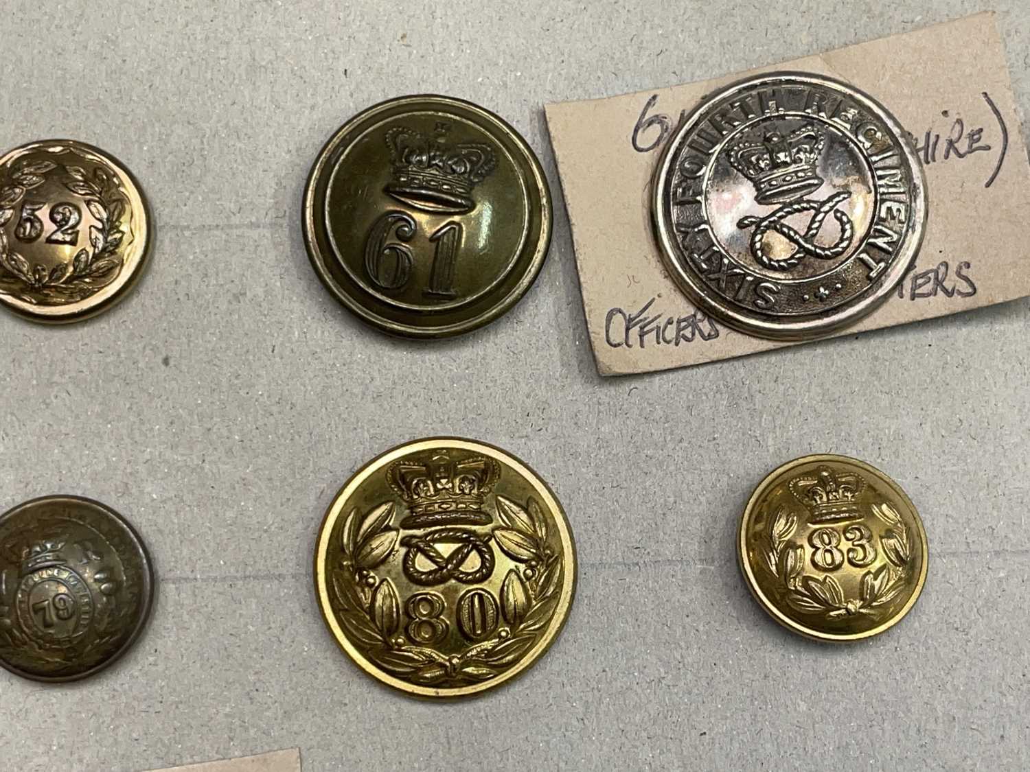 Lot 245 - Numbered U.K. 19th Century Regiment Buttons.
