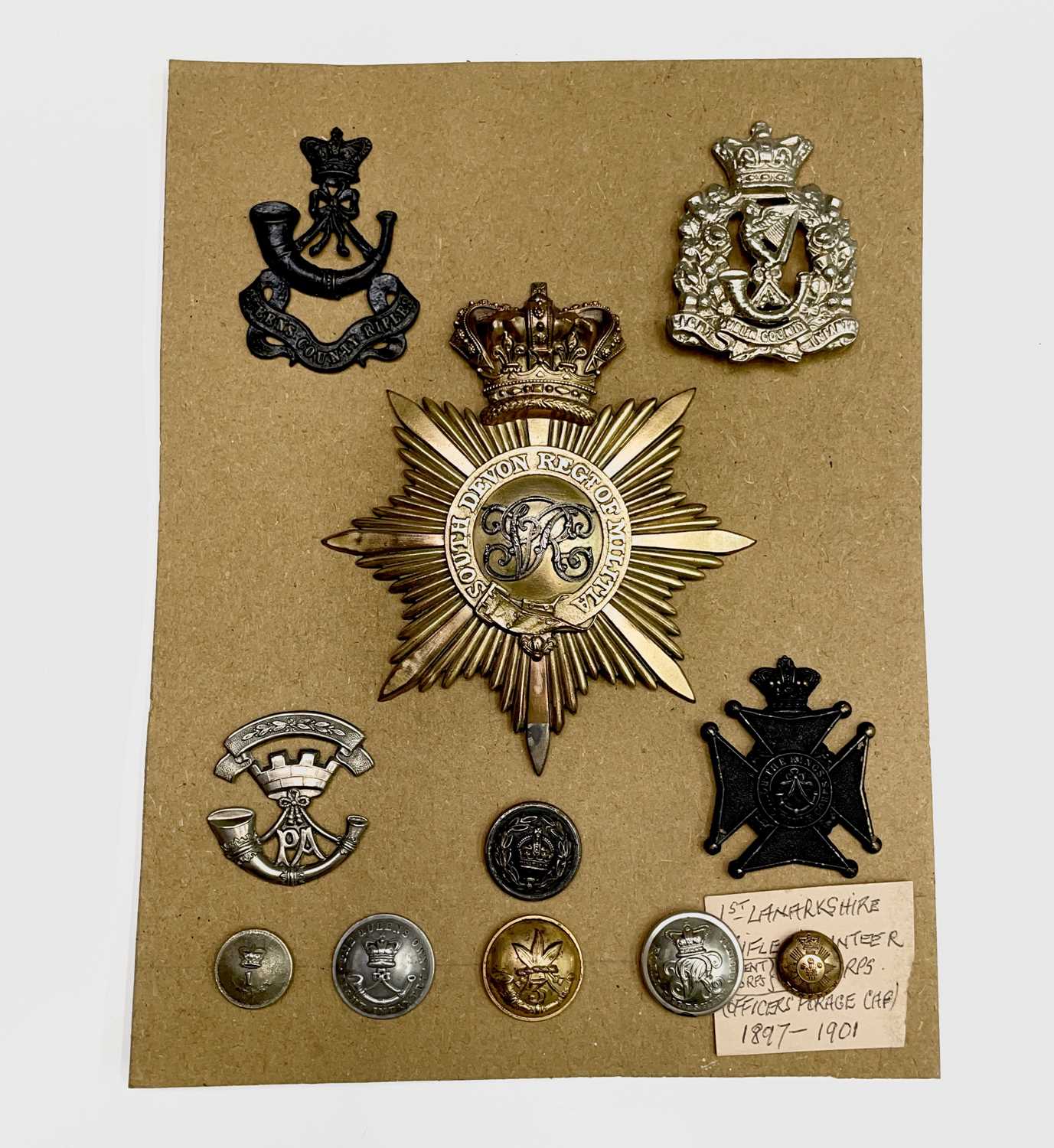 Lot 248 - Shako Plate, Cap Badges and Buttons. A