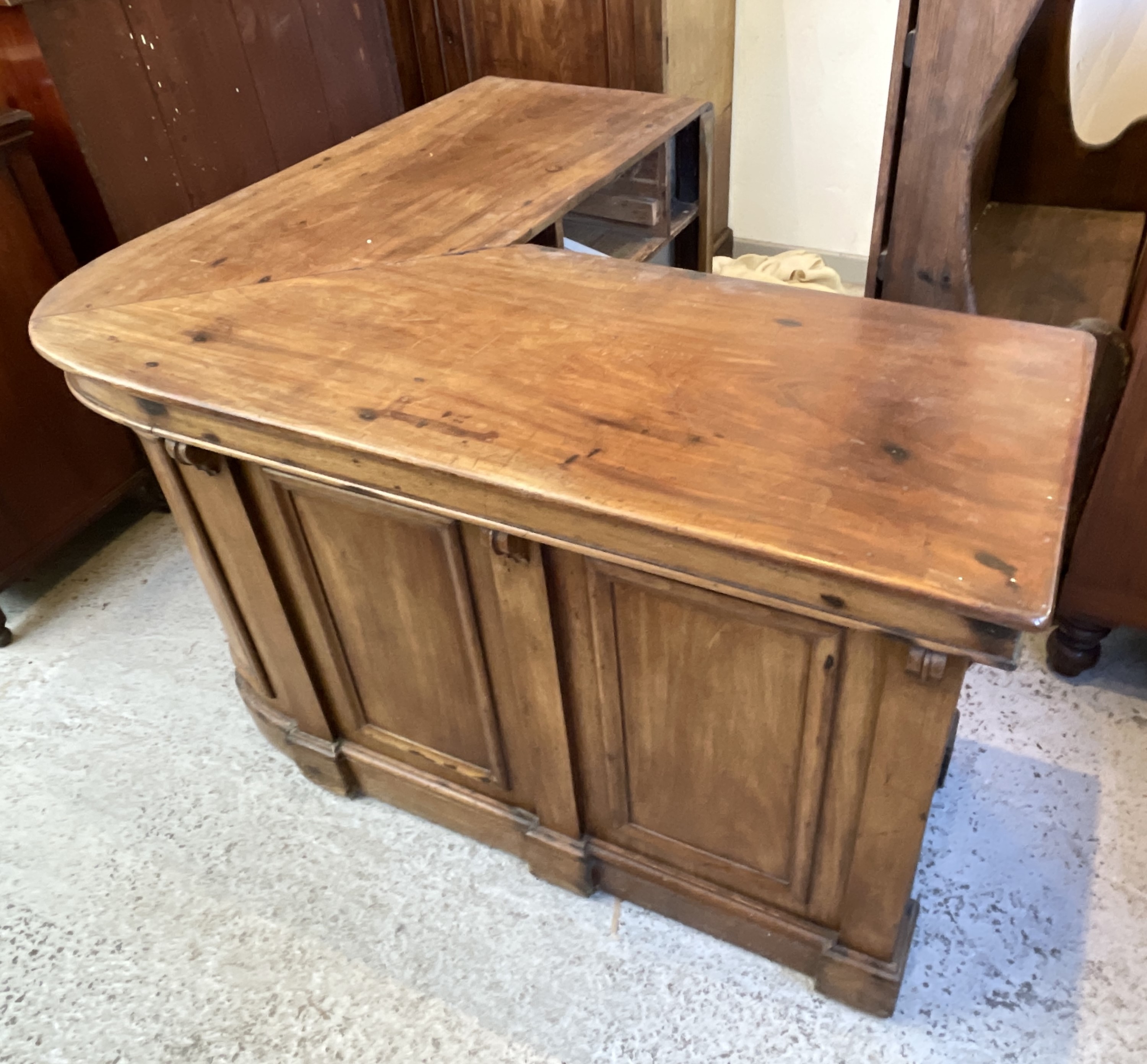 Lot 3162 - A Victorian mahogany shop counter, of right