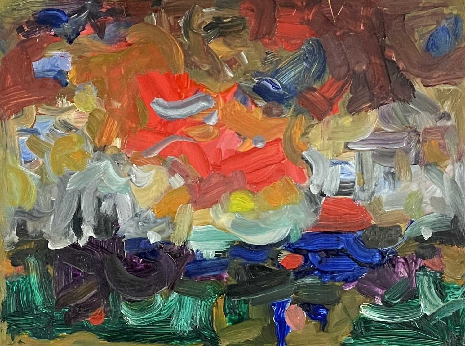 Lot 314 - Bob CROSSLEY (1912-2010) Red Sky Tuscany Oil