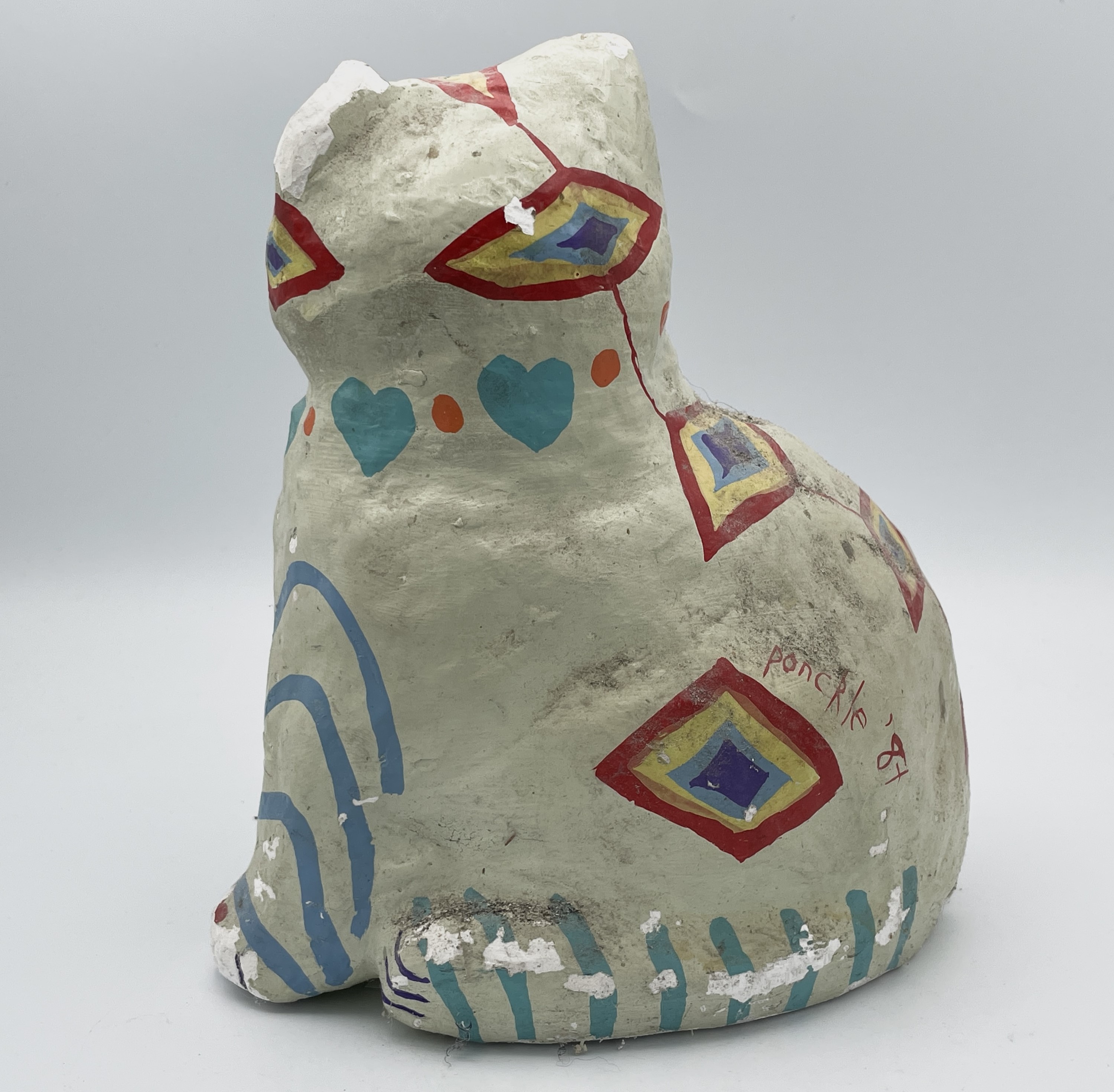 Lot 1006 - PONKLE (1934-2012) A painted plaster cat