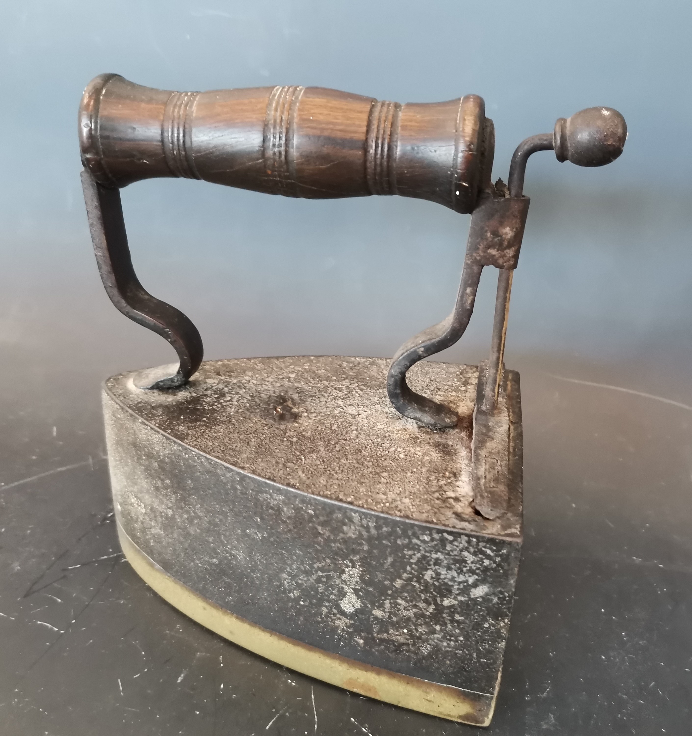 Lot 52 - A Victorian flat iron with a collection of