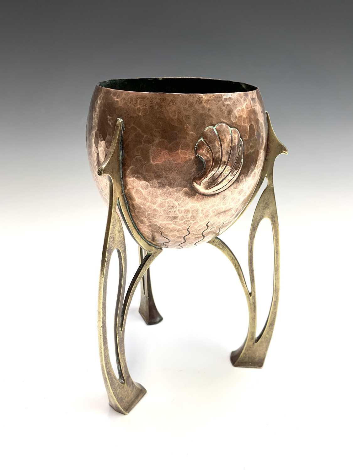 Lot 268 - An Art Nouveau Jugendstil copper and brass