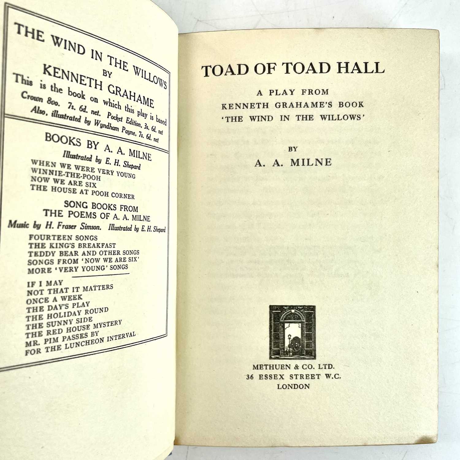 Lot 172 - A. A. MILNE. 'Toad of Toad Hall: A Play from