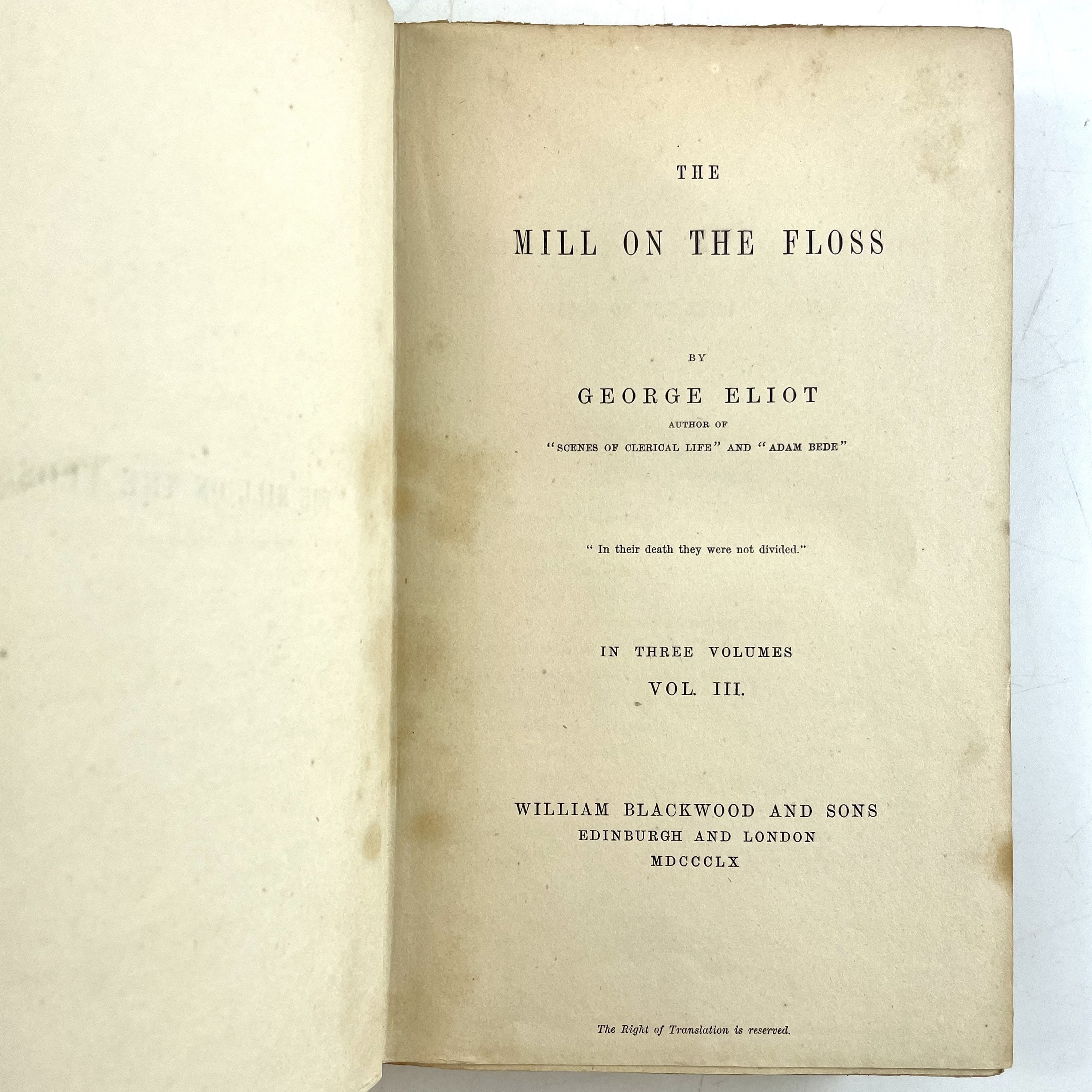 Lot 32 - GEORGE ELIOT. 'The Mill on the Floss,' three