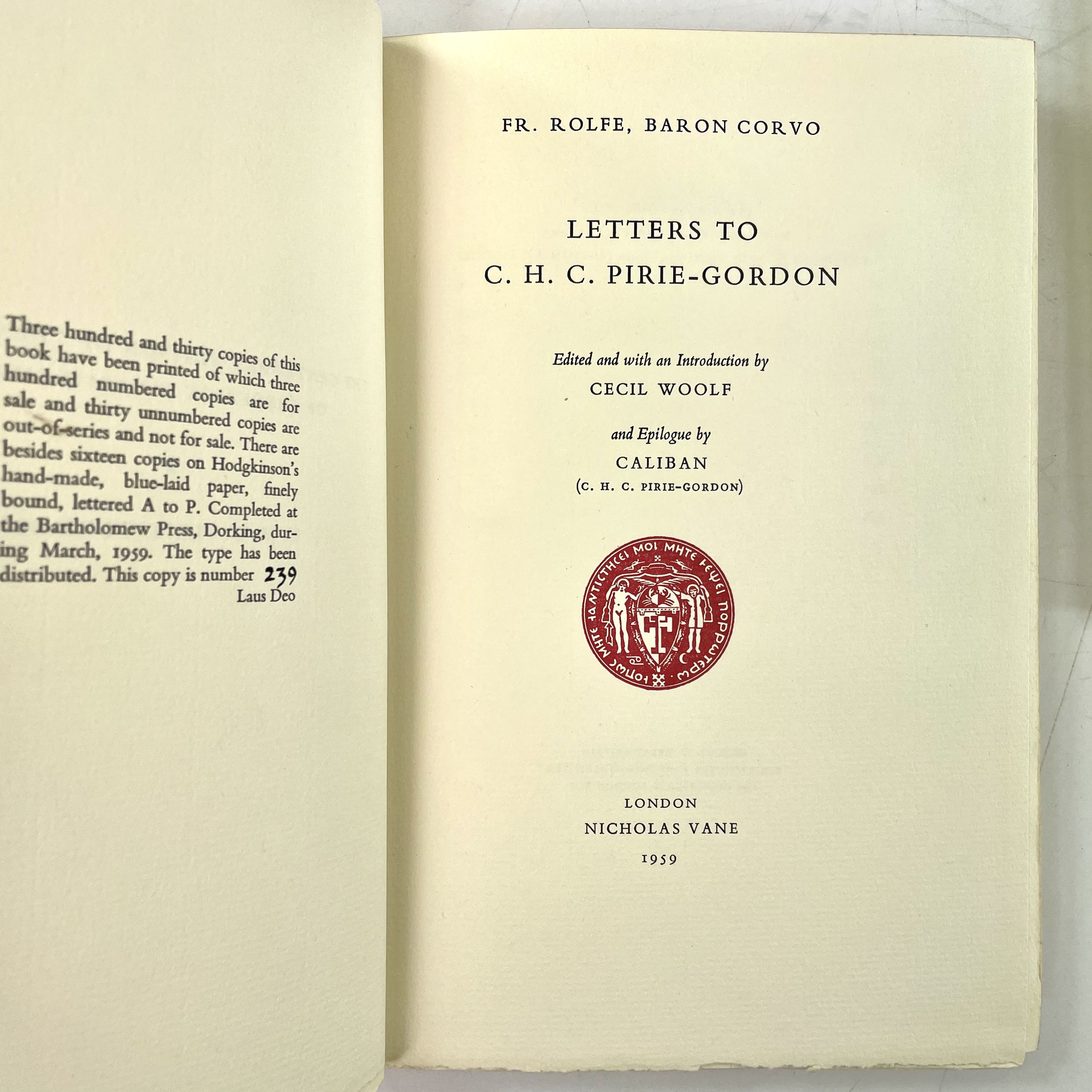 Lot 81 - BARON CORVO (Frederick William Rolfe).