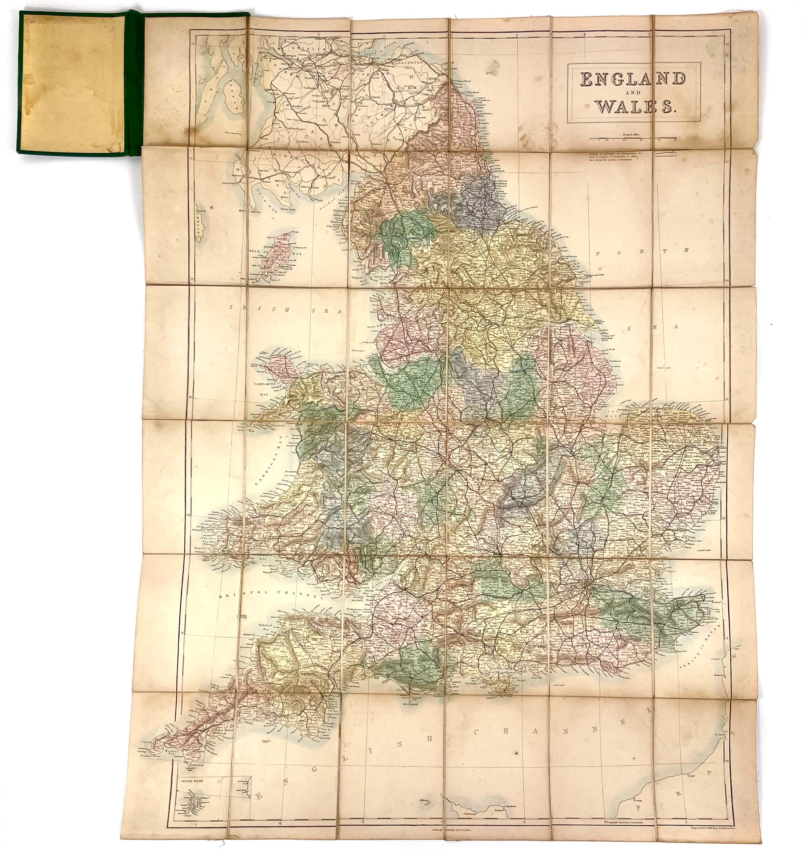 Cloth backed folding map with original - auctions & price archive