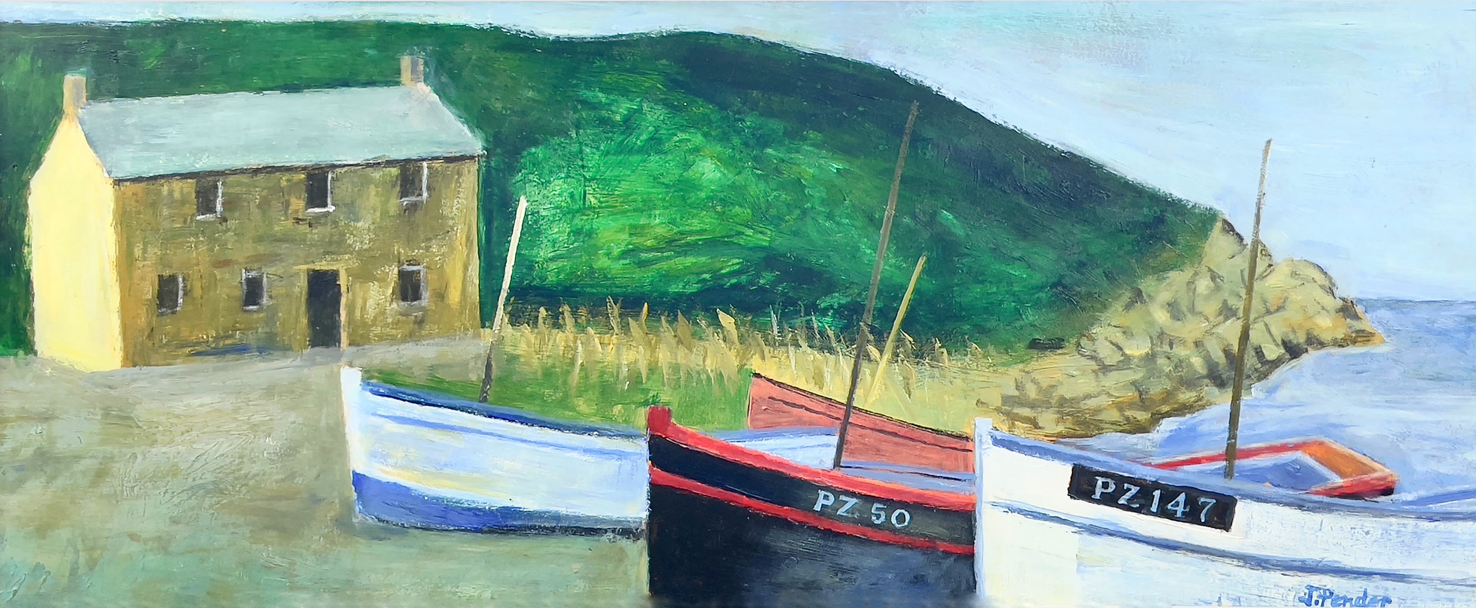 Lot 103 - Jack PENDER (1918-1998) Cove Boats Oil on