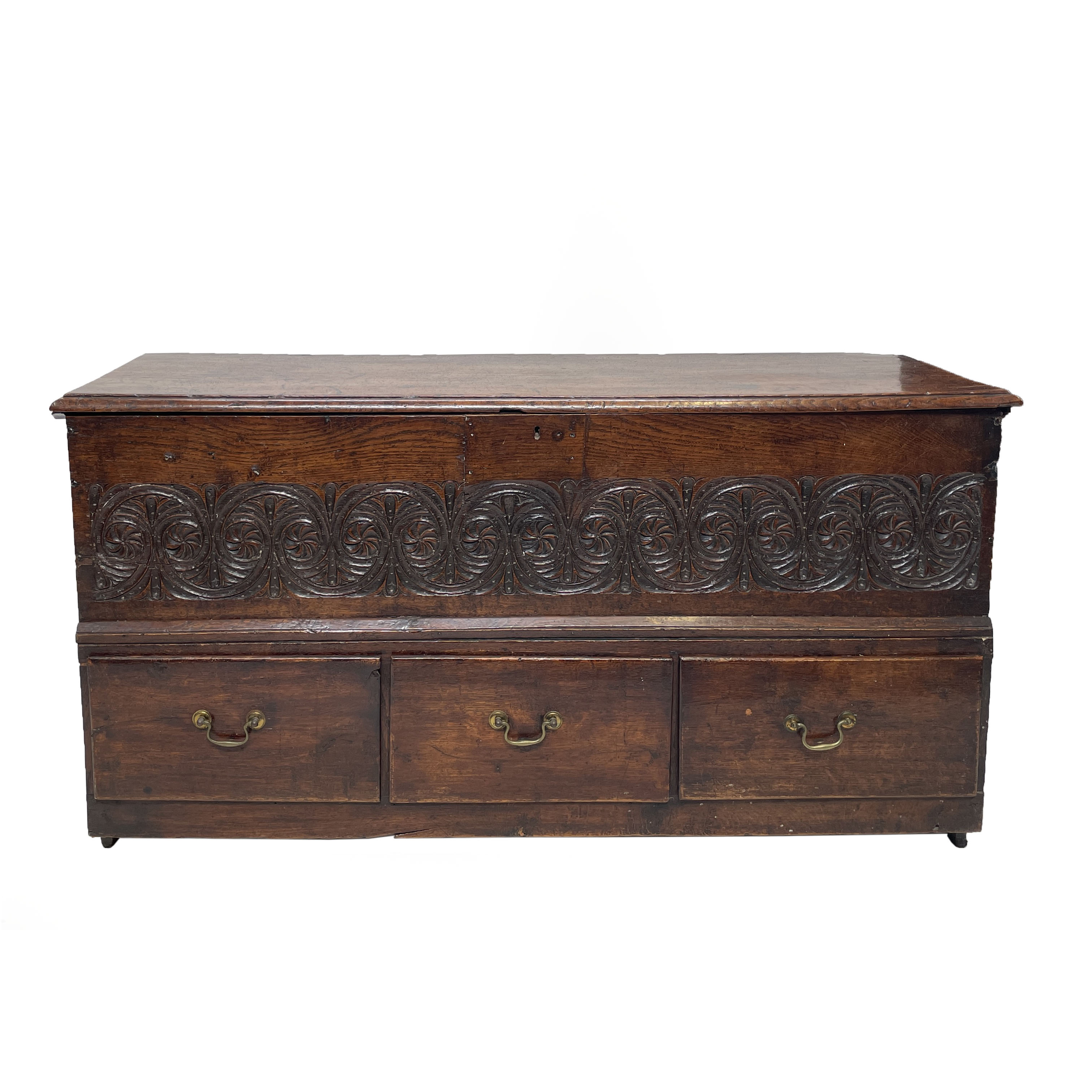 Lot 16 - An oak sword chest, 17th century and later,