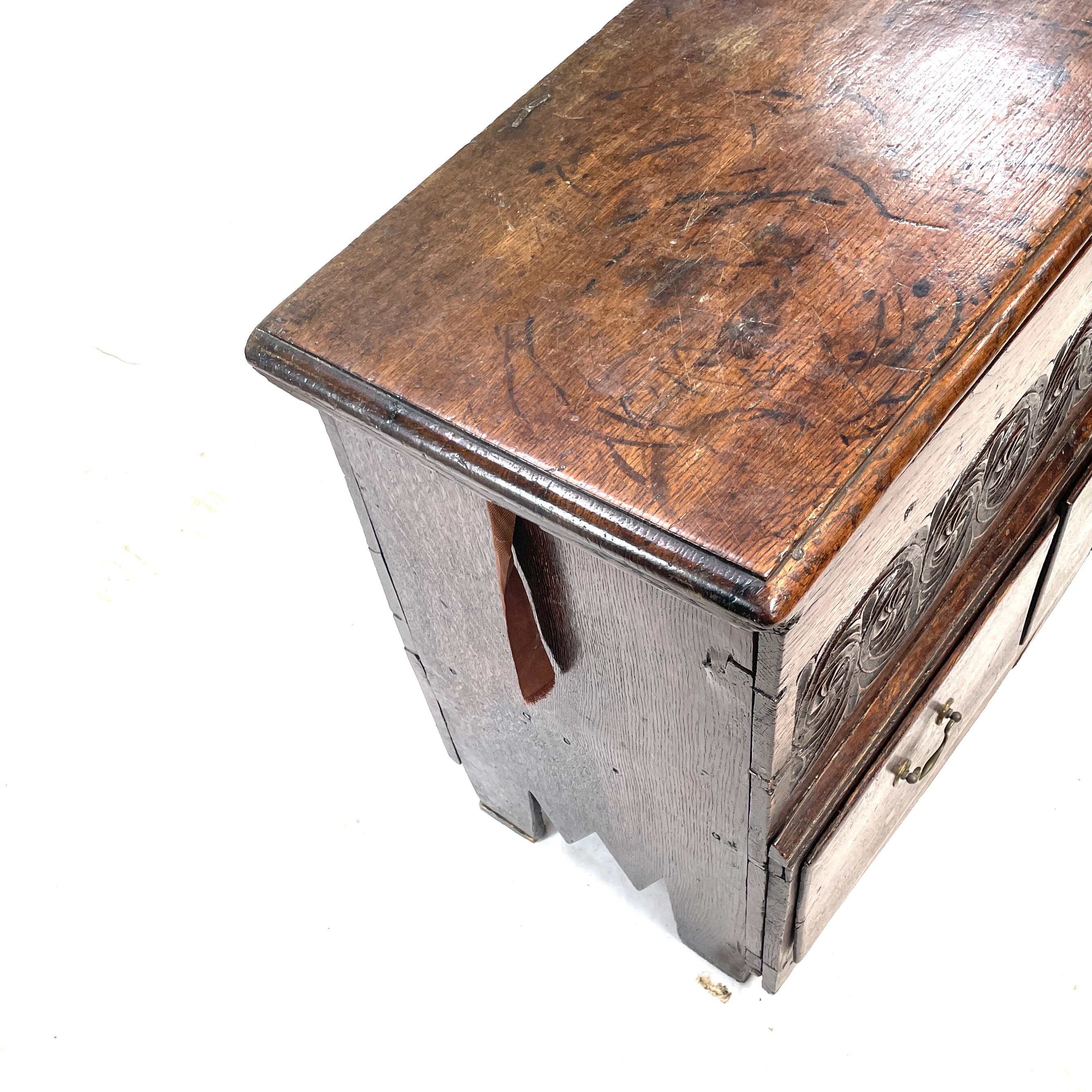 Lot 16 - An oak sword chest, 17th century and later,