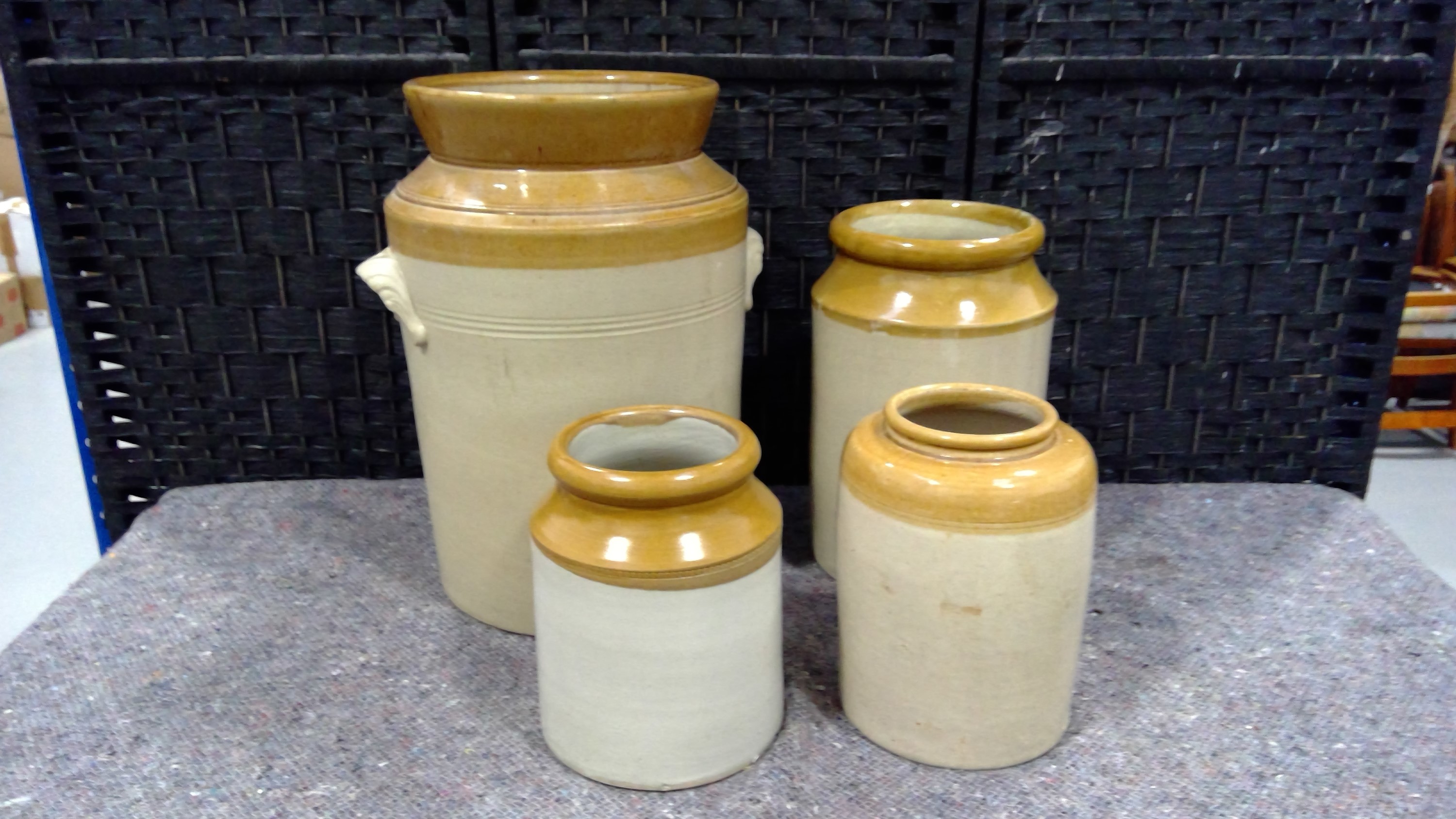 Lot 263 - Four Various sized antique Stoneware Jars