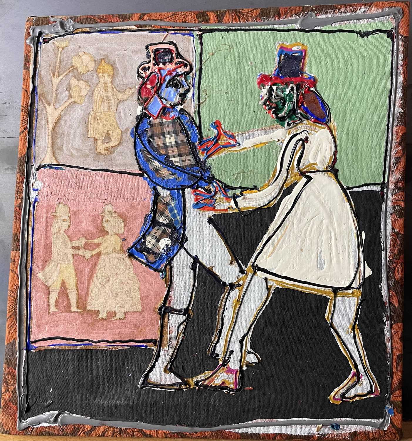 Lot 747 - John KIKI (1943) The Ball Oil and collage on