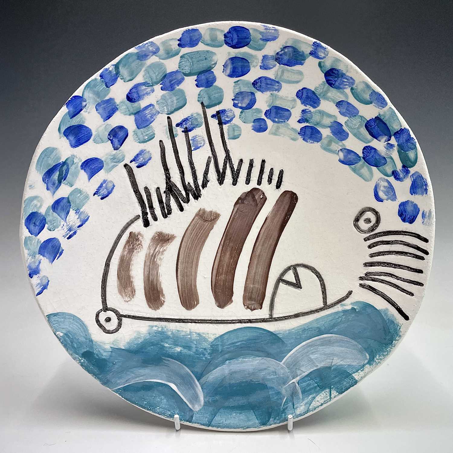 Lot 646 - Tony SHIELS (1938) Painted ceramic dish
