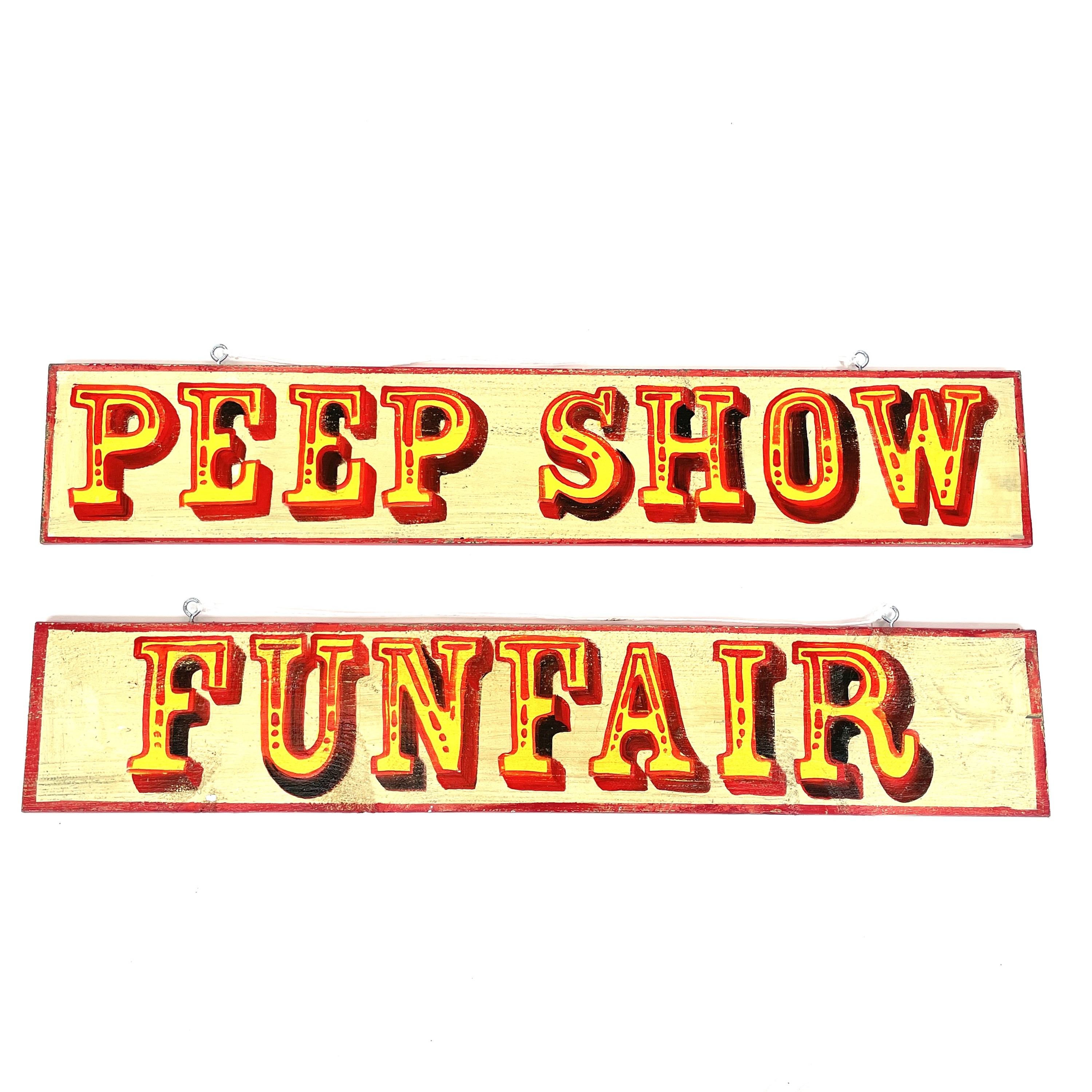Lot 146 - Two painted signs, Peep Show and Funfair,